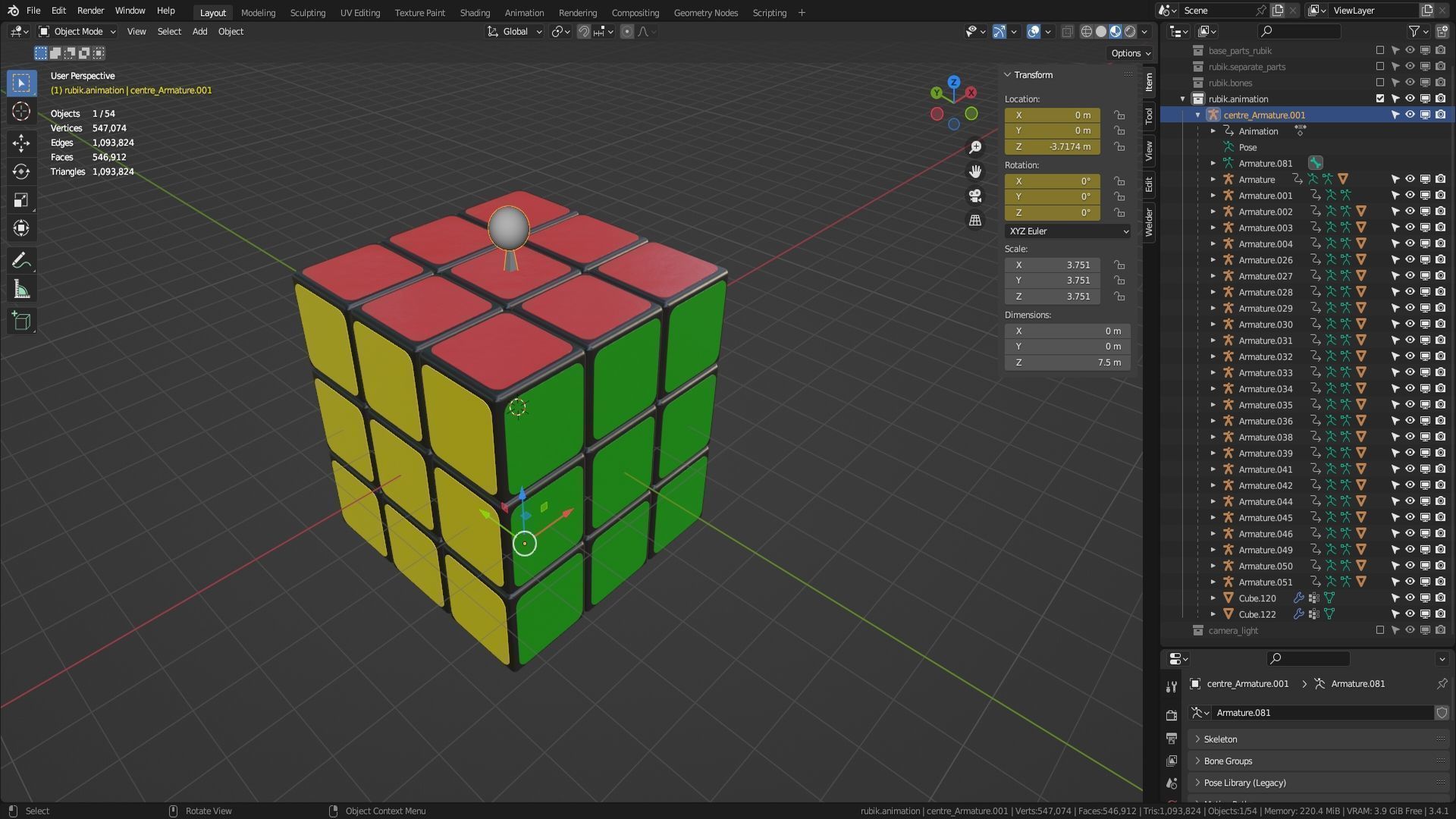 3D model Rubik Cube animation VR / AR / low-poly | CGTrader