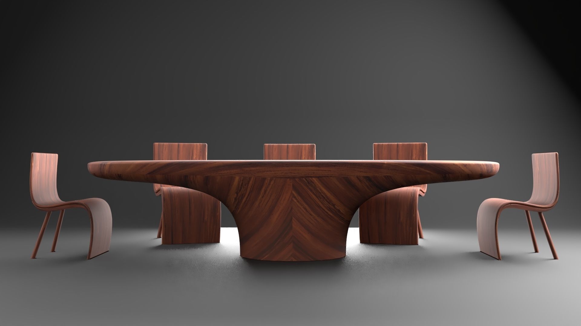 futuristic wooden dining table free 3D model | CGTrader
