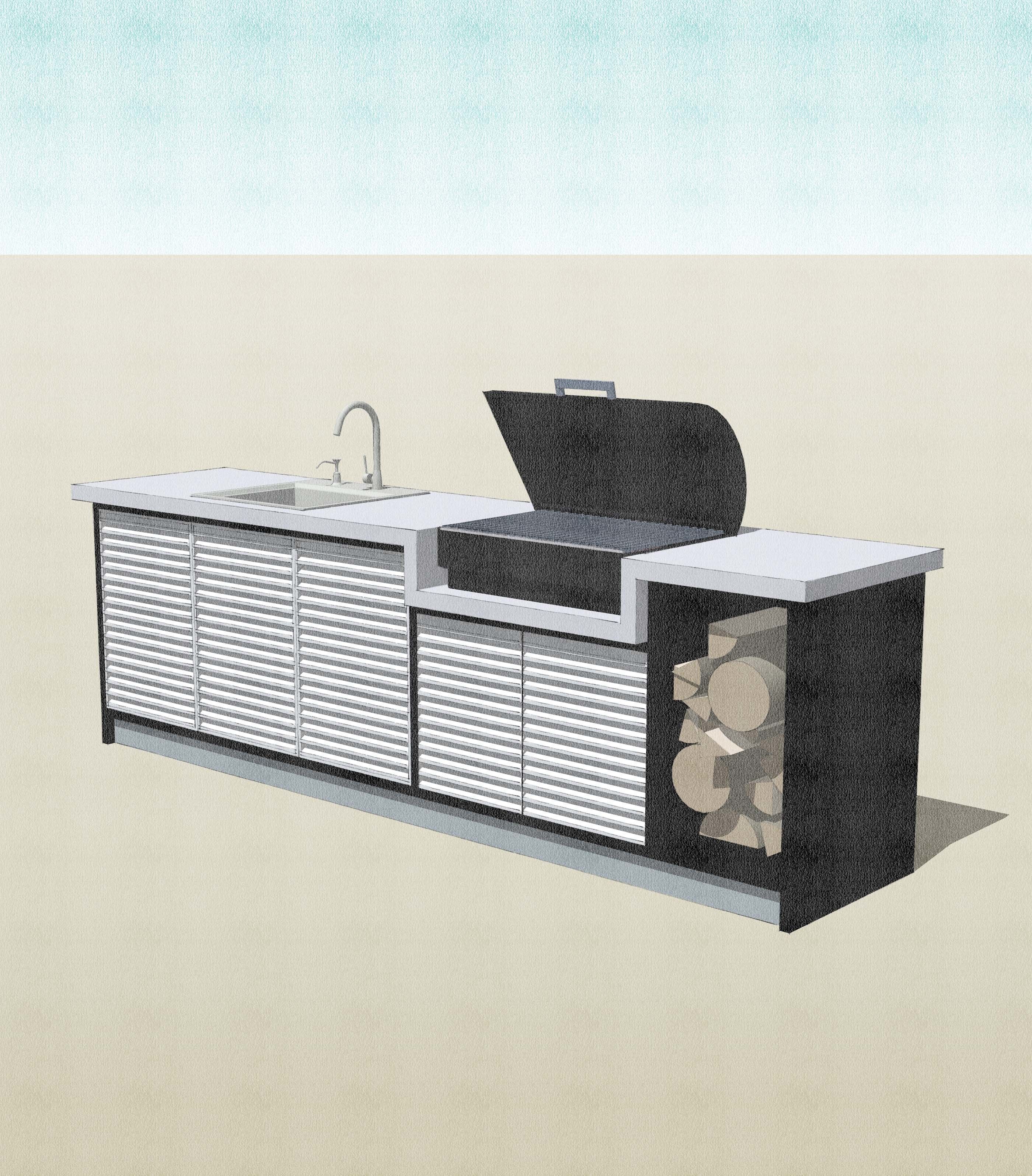 3D model bbq grill roof garden low-poly 3d model VR / AR / low-poly ...