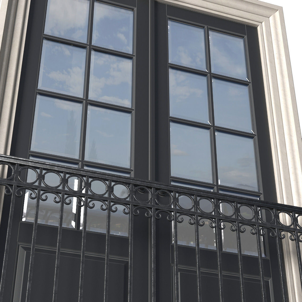 Classical facade window with a French balcony 3D model | CGTrader