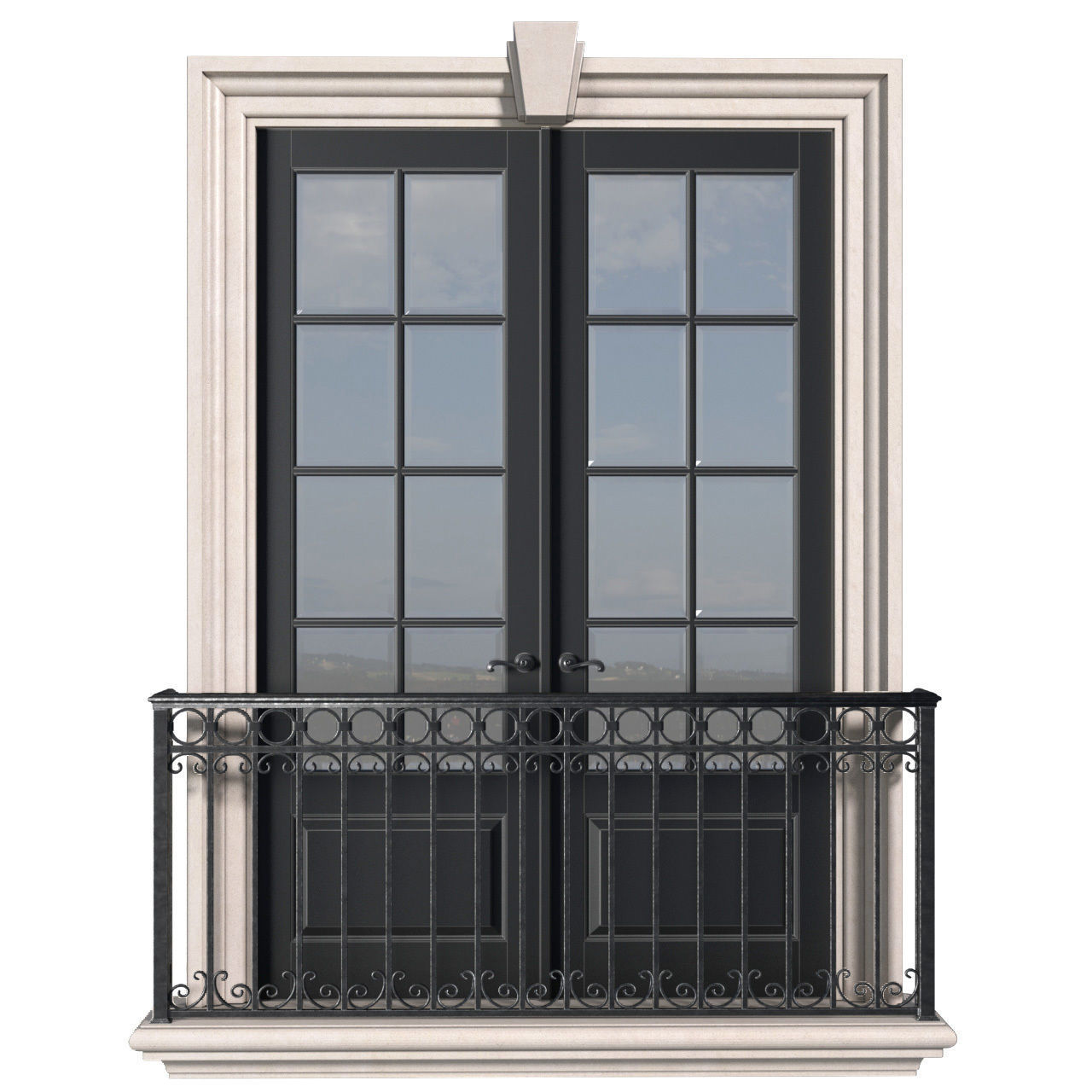 Classical facade window with a French balcony 3D model | CGTrader