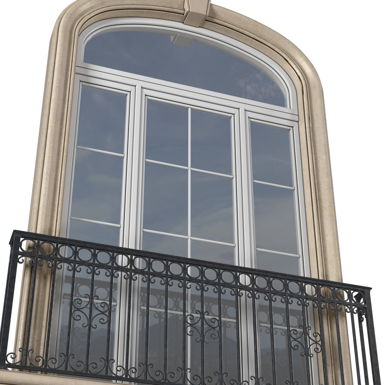 Arch Classic Window with French balcony 3D model | CGTrader