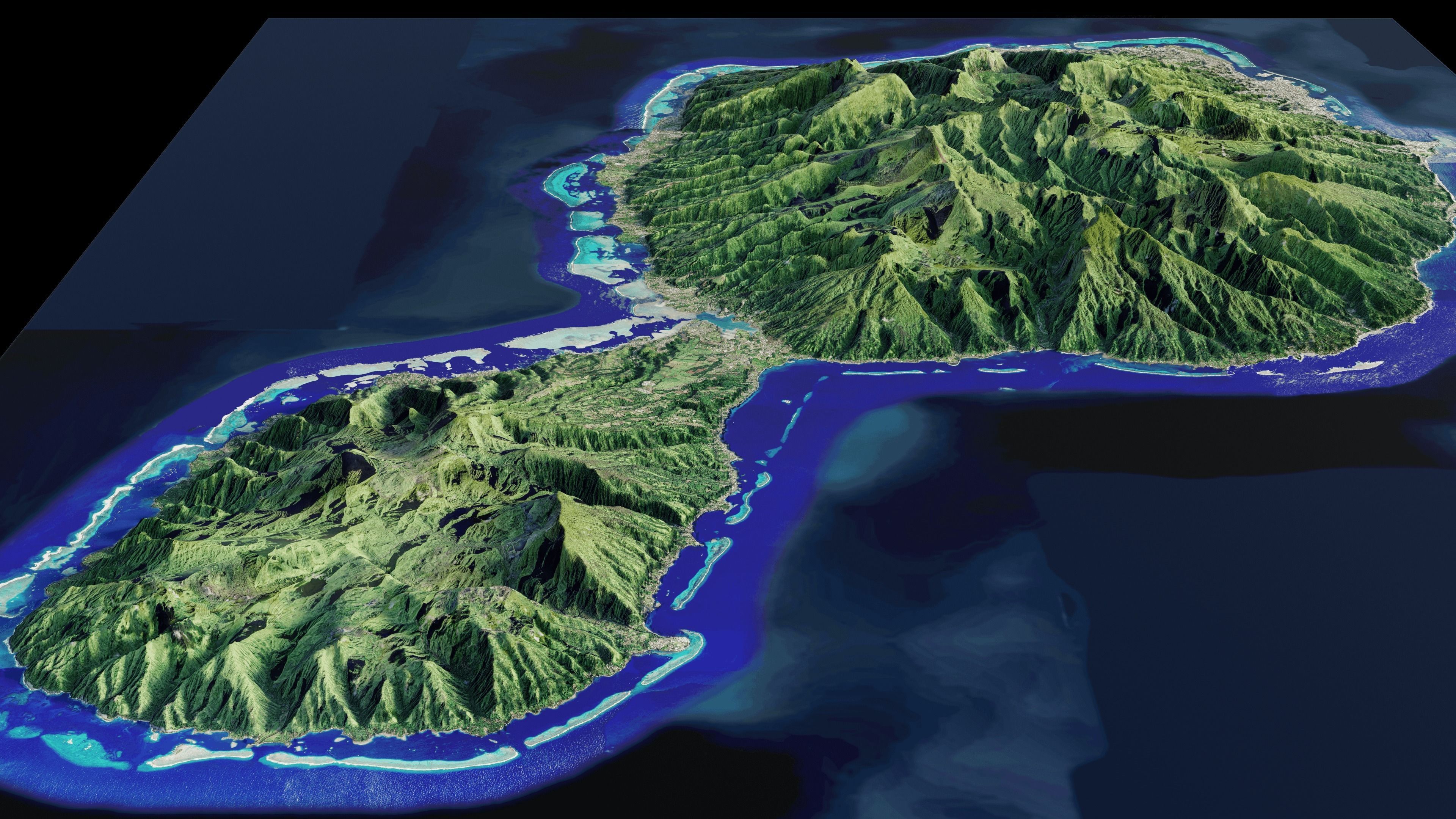 Tahiti island full 3d model terrain 3D model | CGTrader