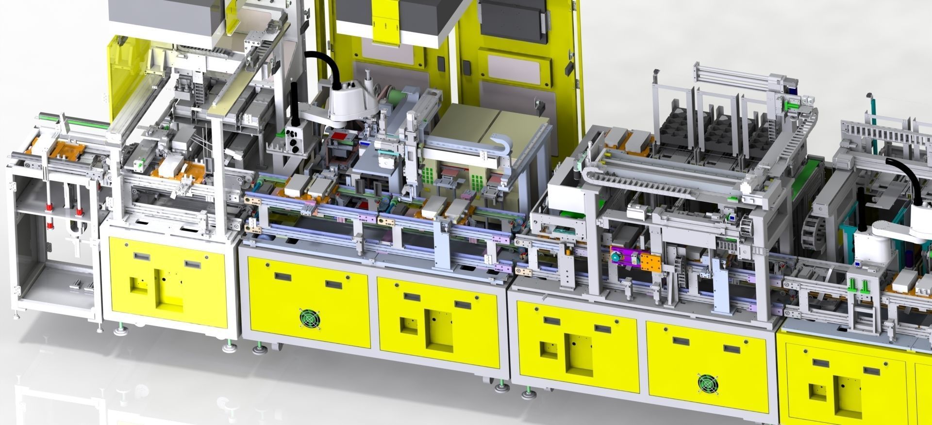 industrial 3D model assembly line labeling mobile phone box 3D model ...