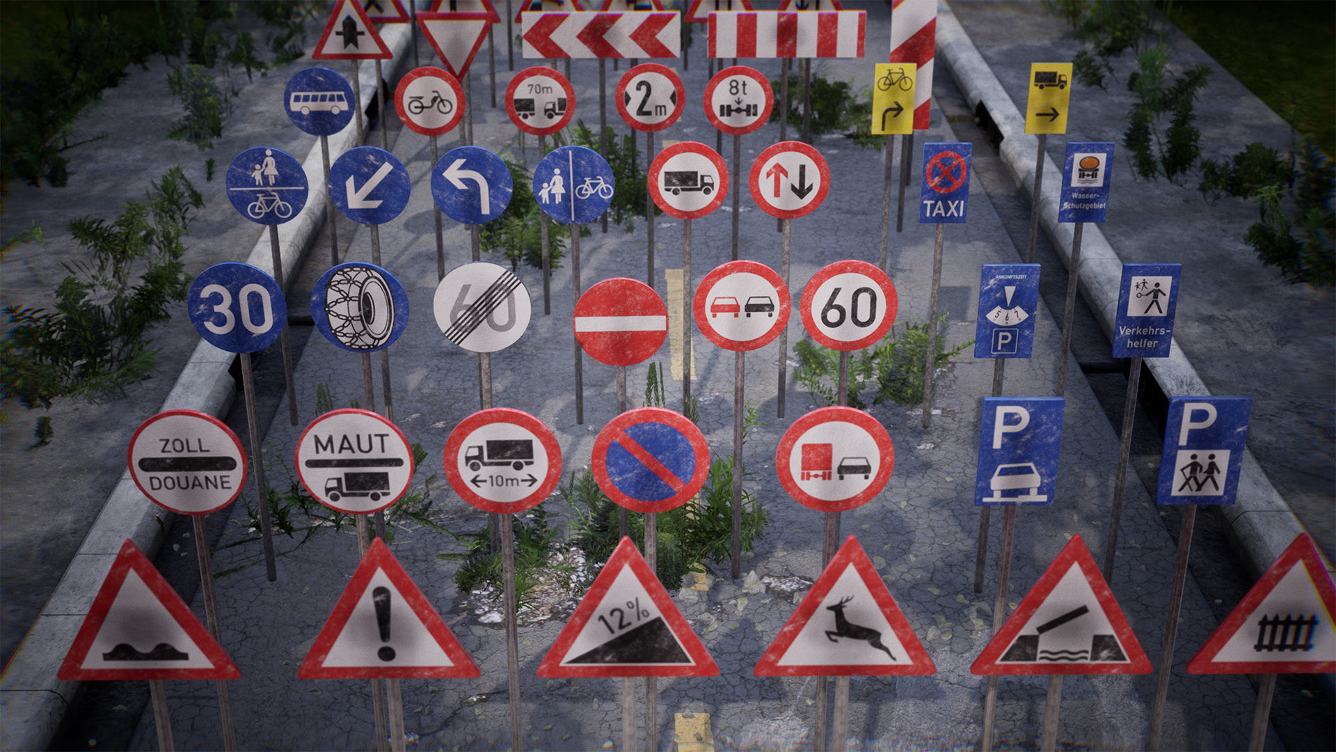 3D model European Street Signs 170 Variations VR / AR / low-poly | CGTrader