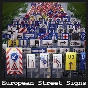 3D model European Street Signs 170 Variations VR / AR / low-poly | CGTrader