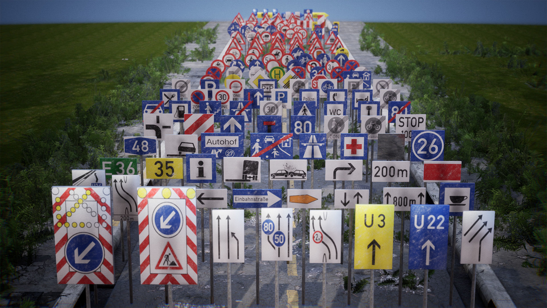 3D model European Street Signs 170 Variations VR / AR / low-poly | CGTrader
