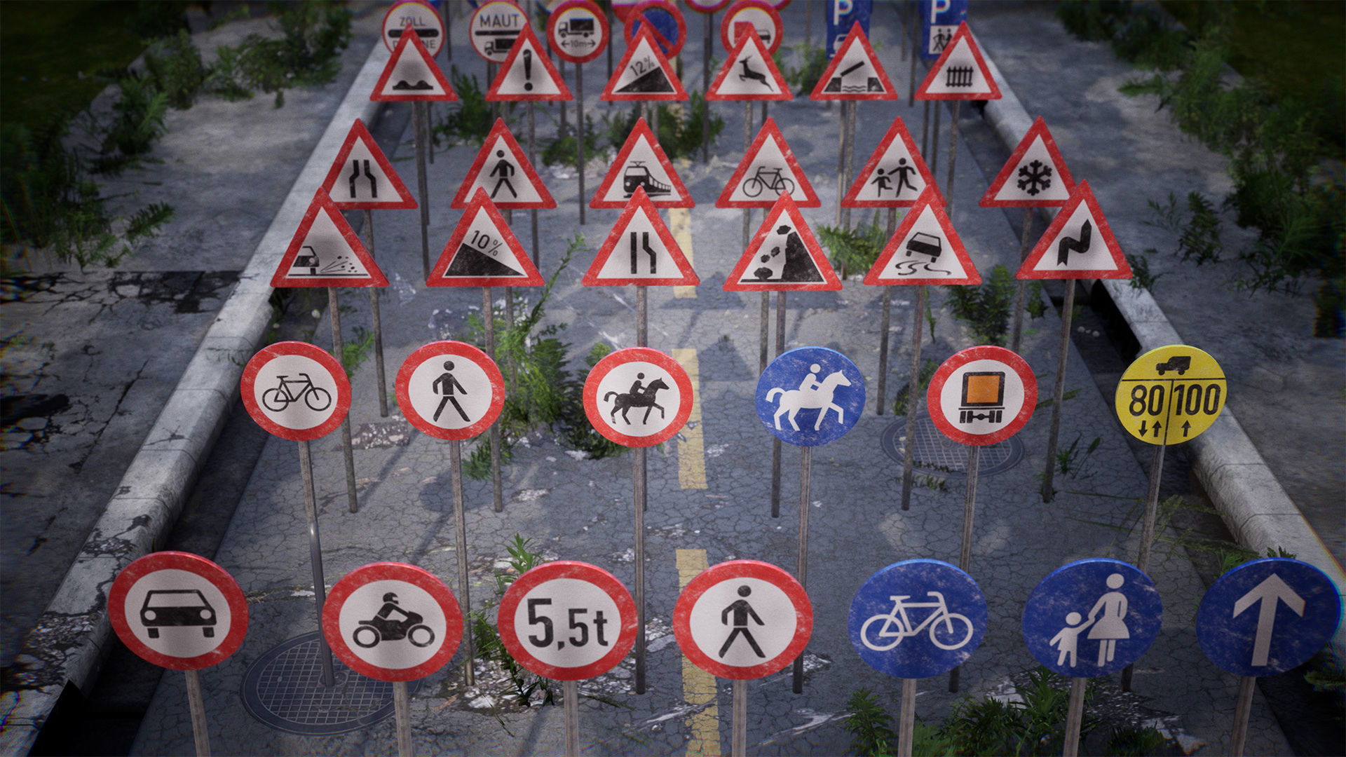 3D model European Street Signs 170 Variations VR / AR / low-poly | CGTrader