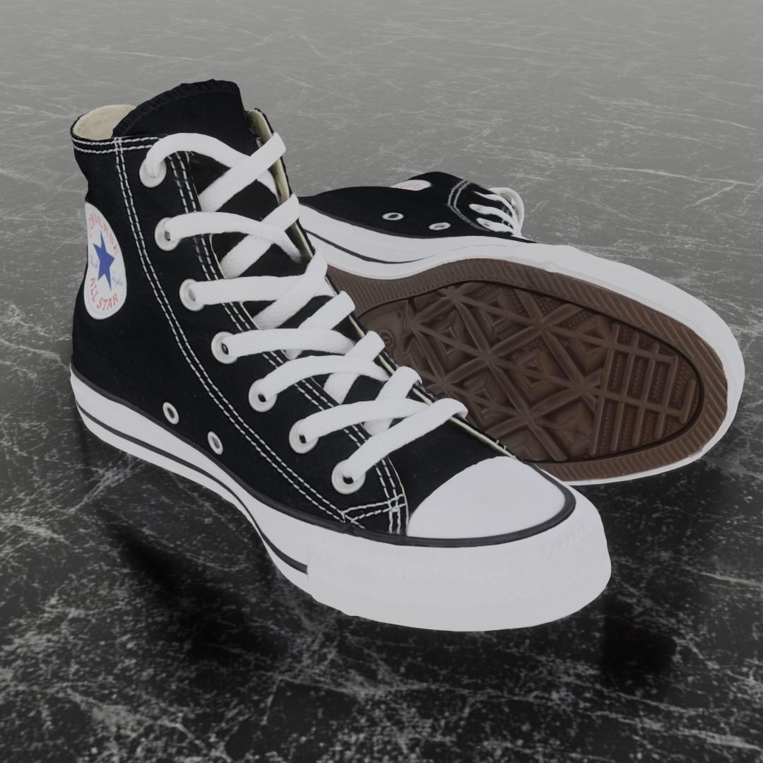 3D model CONVERSE 3D SHOES - BLACK HIGH 2 VR / AR / low-poly | CGTrader