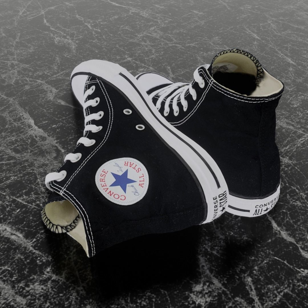 3D model CONVERSE 3D SHOES - BLACK HIGH 2 VR / AR / low-poly | CGTrader