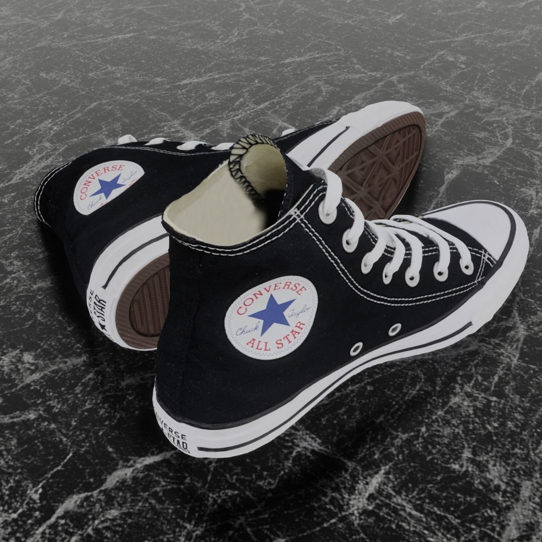 3D model CONVERSE 3D SHOES - BLACK HIGH 2 VR / AR / low-poly | CGTrader