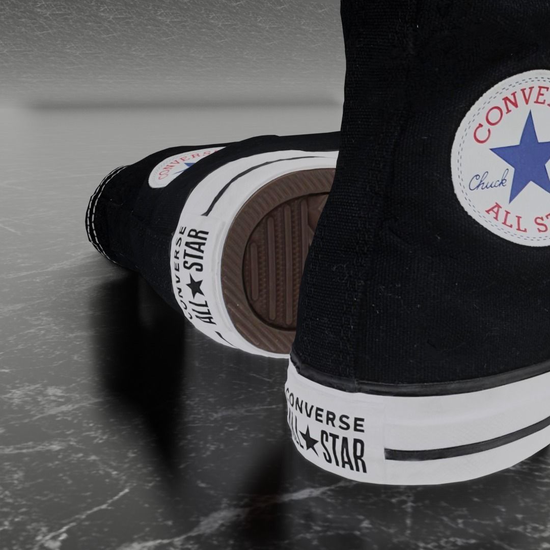 3D model CONVERSE 3D SHOES - BLACK HIGH 2 VR / AR / low-poly | CGTrader