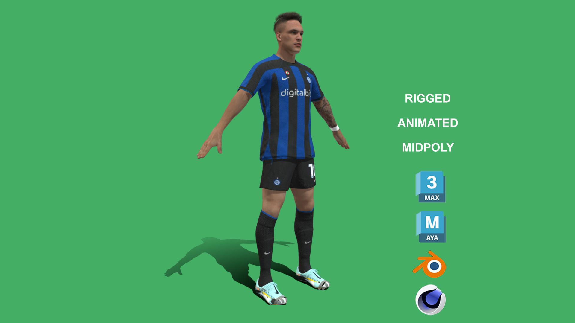3D Rigged Lautaro Martinez Inter Milan 2023 3D model animated rigged ...