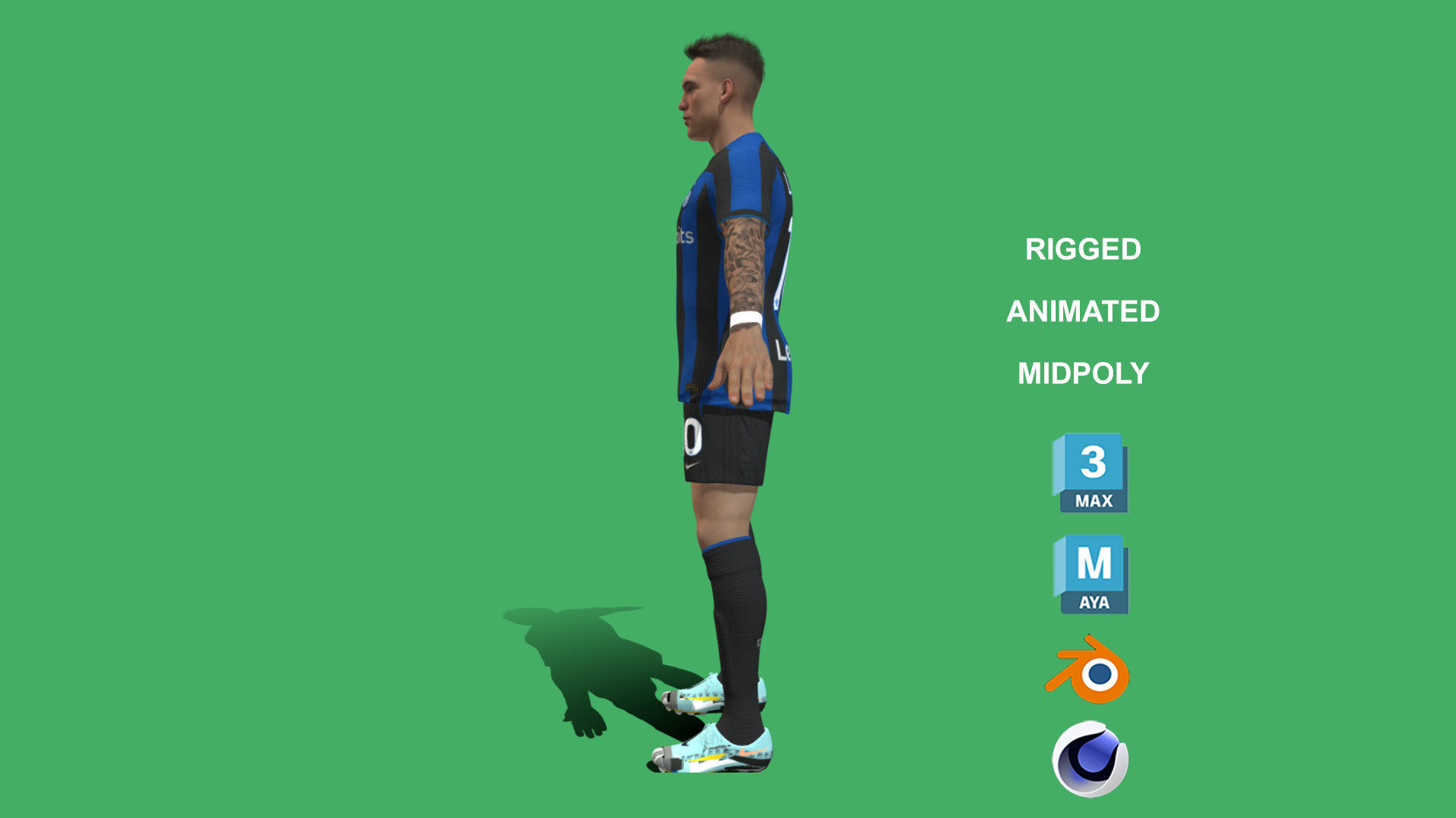 3D Rigged Lautaro Martinez Inter Milan 2023 3D model animated rigged ...