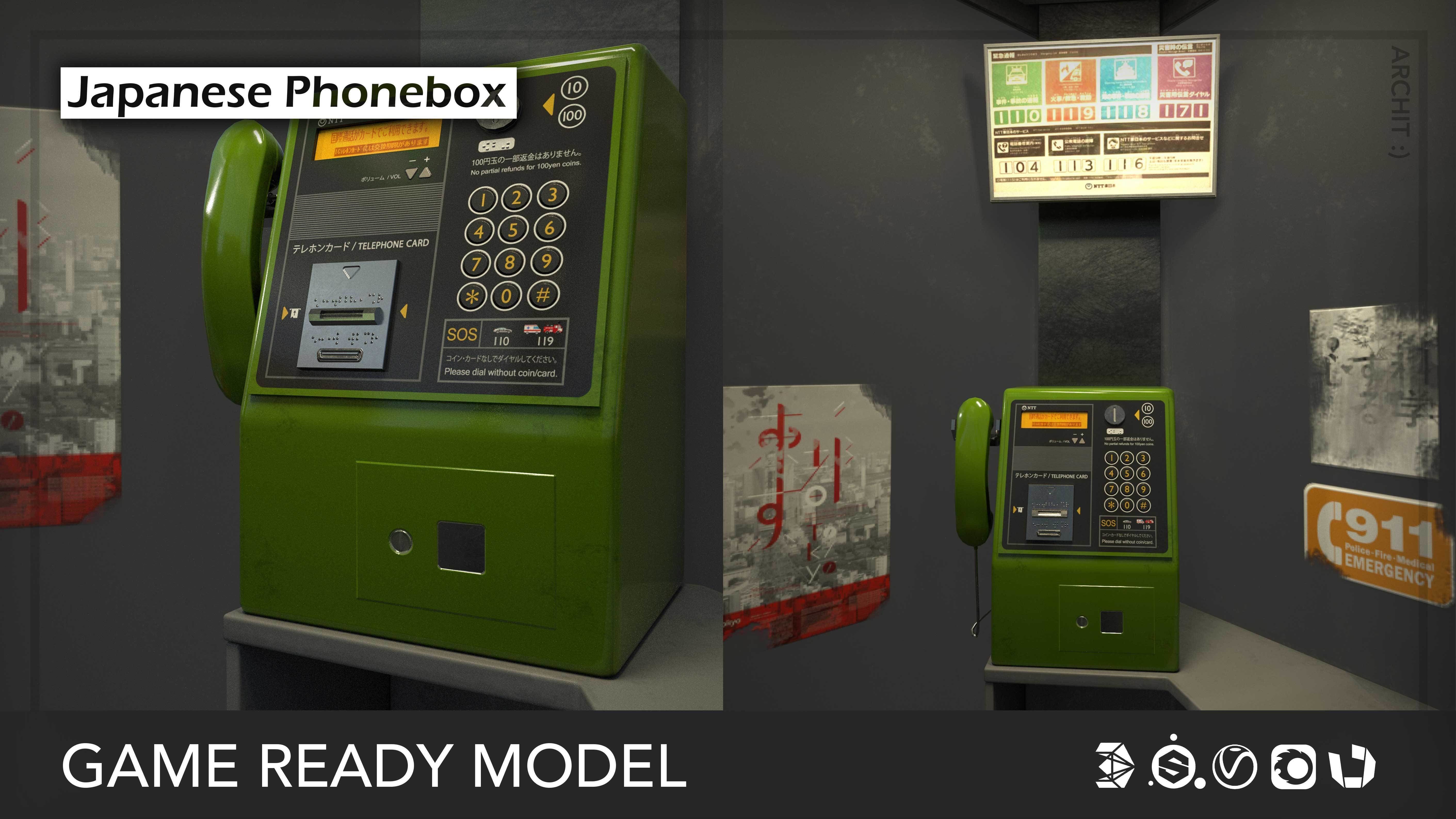3D model Japanese phonebox VR / AR / low-poly | CGTrader