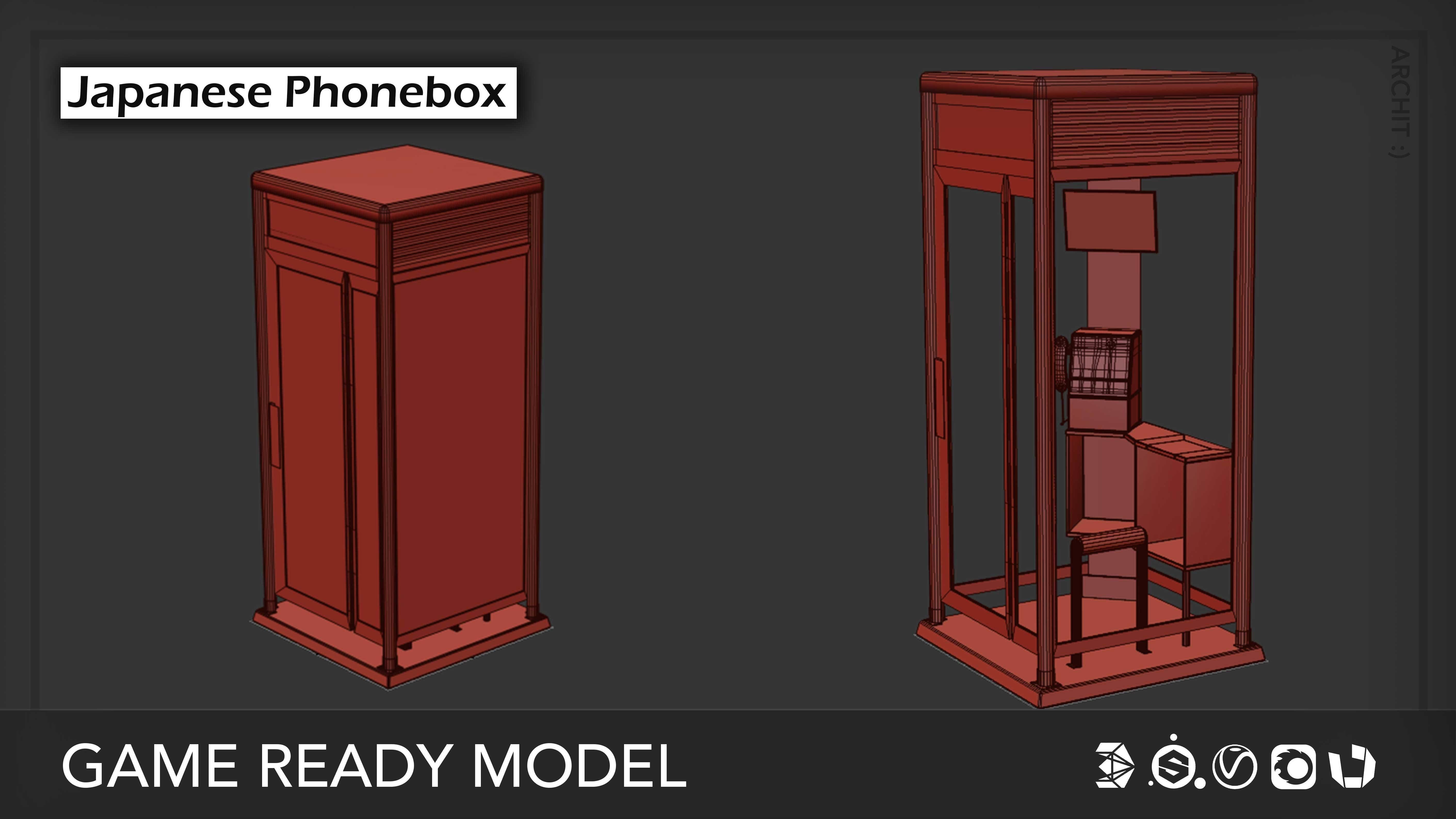 3D model Japanese phonebox VR / AR / low-poly | CGTrader