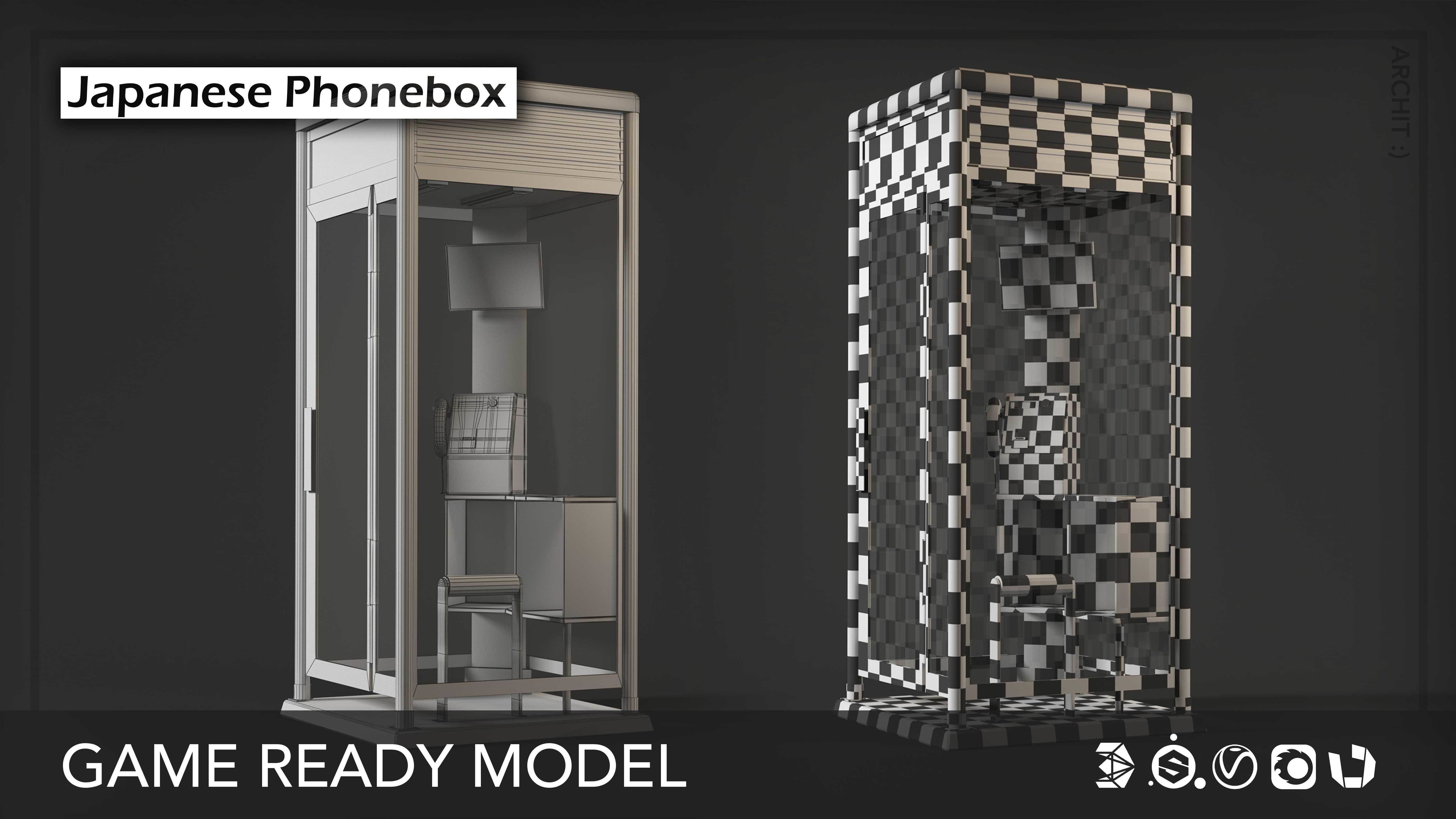 3D model Japanese phonebox VR / AR / low-poly | CGTrader
