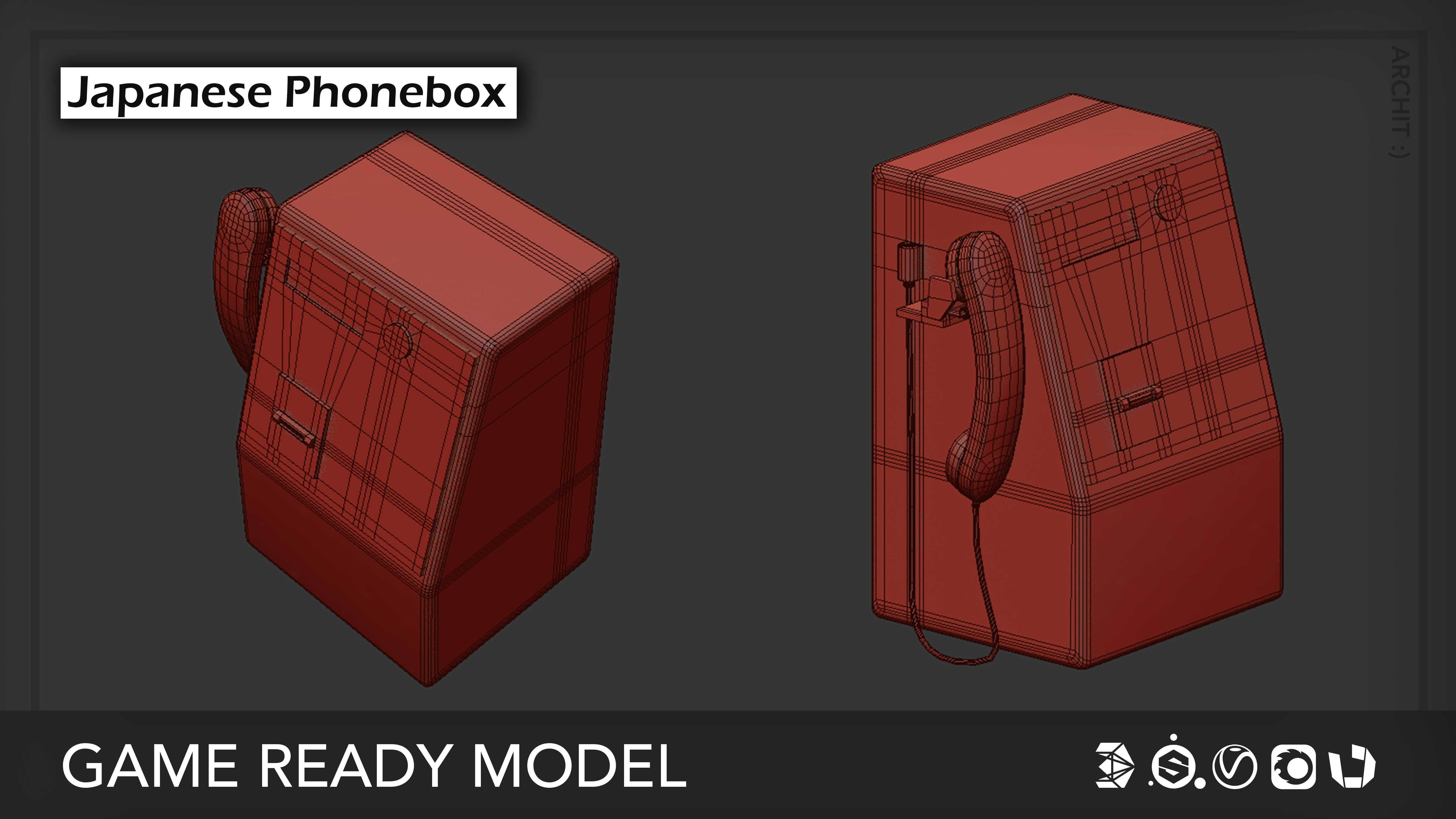 3D model Japanese phonebox VR / AR / low-poly | CGTrader