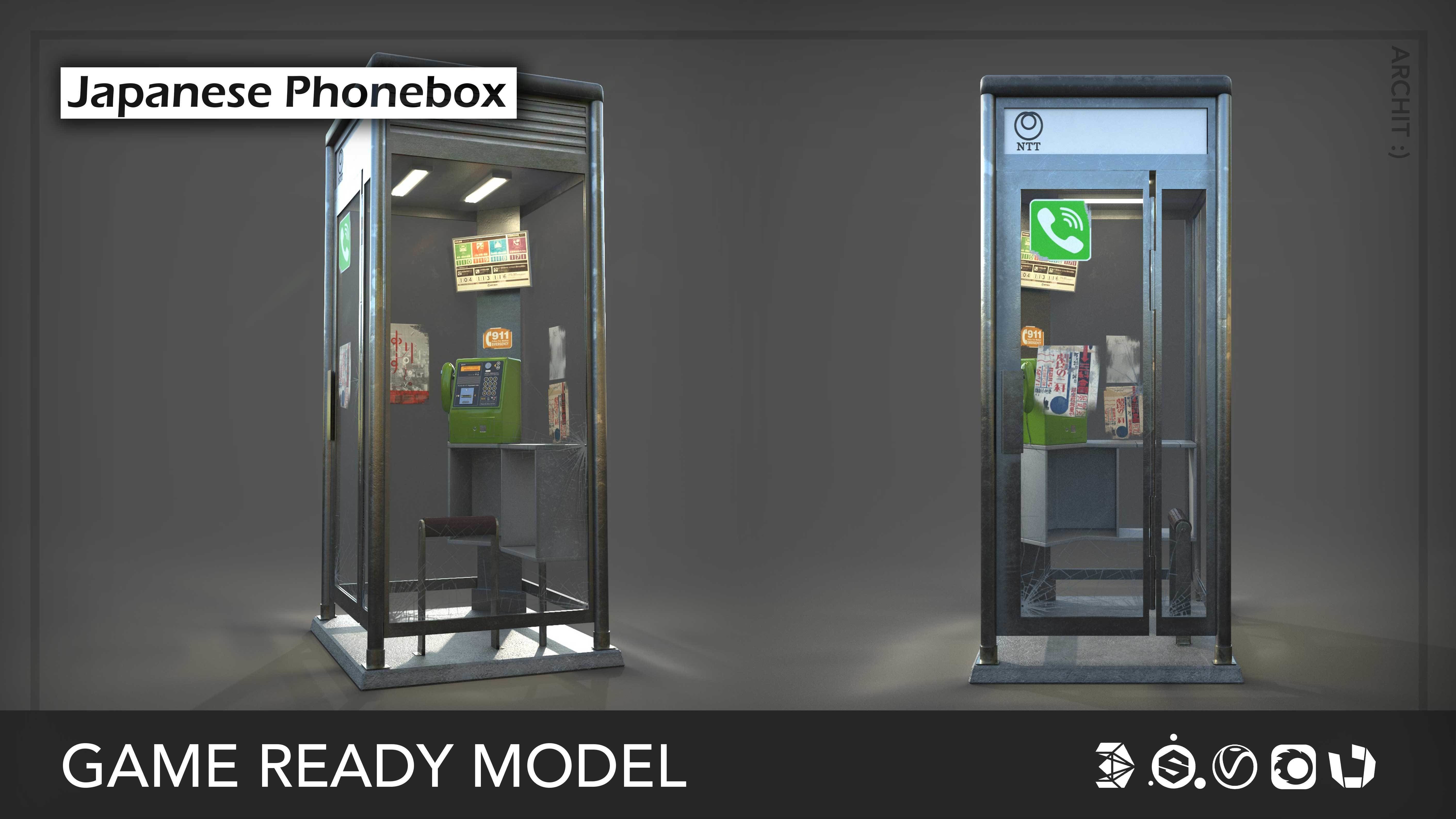 3D model Japanese phonebox VR / AR / low-poly | CGTrader