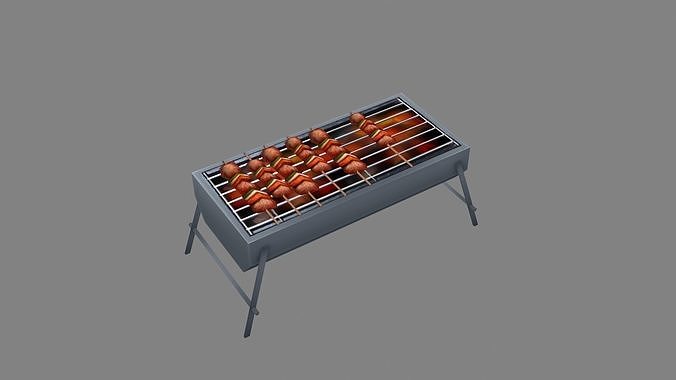 3D model Cartoon barbecue rack - kebabs VR / AR / low-poly | CGTrader