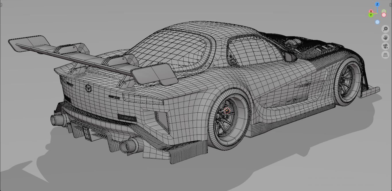 Veilside RX 7 4 Rotor Twin Turbo Engine 3D model | CGTrader