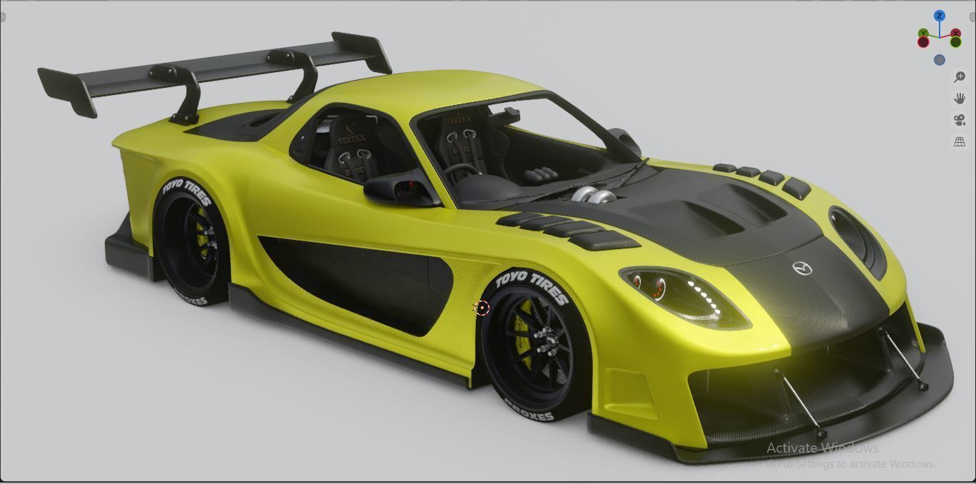 Veilside RX 7 4 Rotor Twin Turbo Engine 3D model | CGTrader