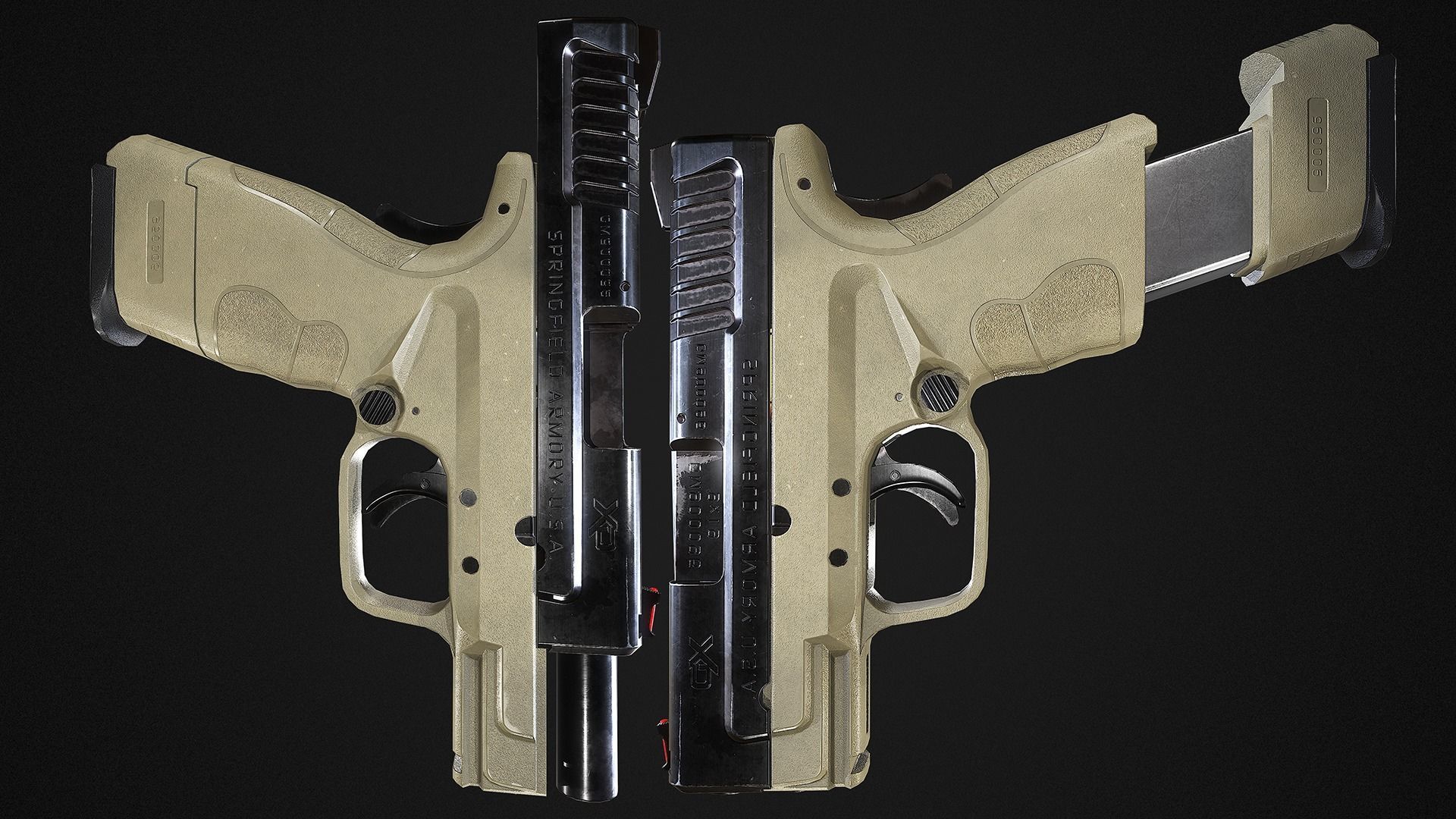 3D model Sub-Compact 9mm Handgun Game ready low-poly VR / AR / low-poly ...