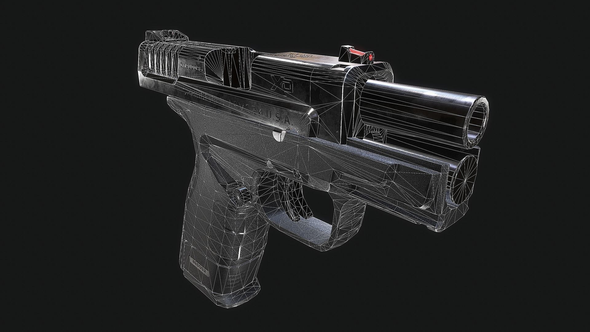 3D model Sub-Compact 9mm Handgun Game ready low-poly VR / AR / low-poly ...