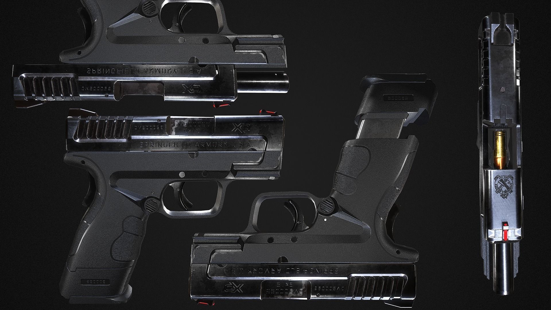 3D model Sub-Compact 9mm Handgun Game ready low-poly VR / AR / low-poly ...