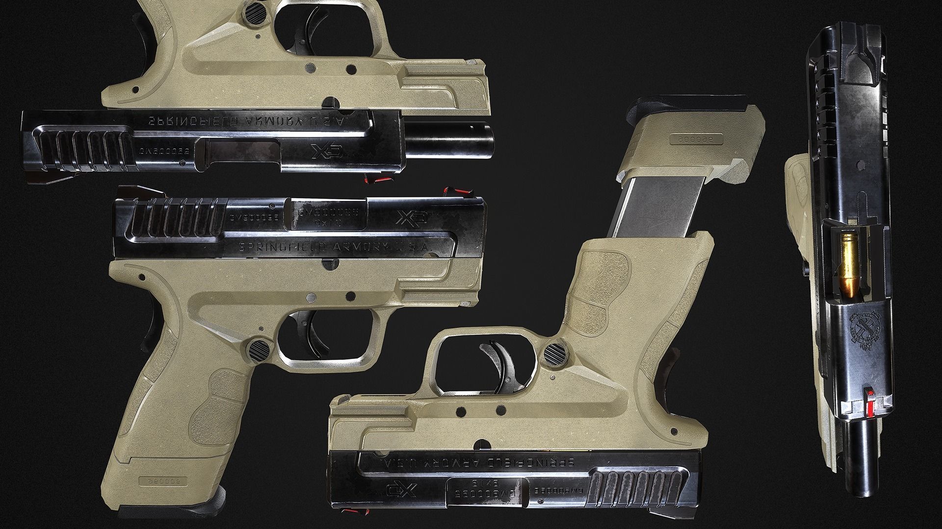 3D model Sub-Compact 9mm Handgun Game ready low-poly VR / AR / low-poly ...