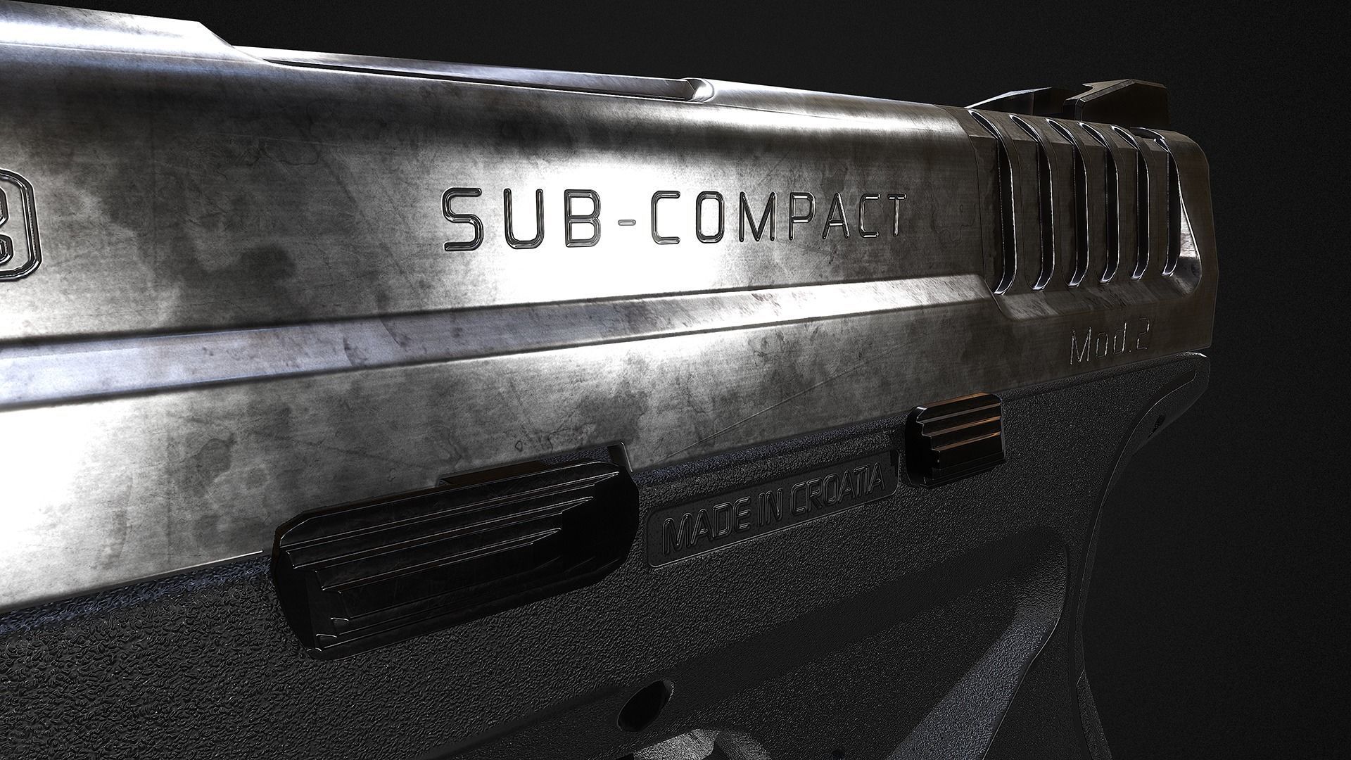 3D model Sub-Compact 9mm Handgun Game ready low-poly VR / AR / low-poly ...