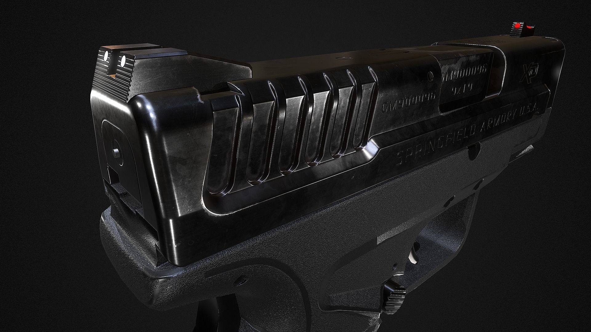 3D model Sub-Compact 9mm Handgun Game ready low-poly VR / AR / low-poly ...