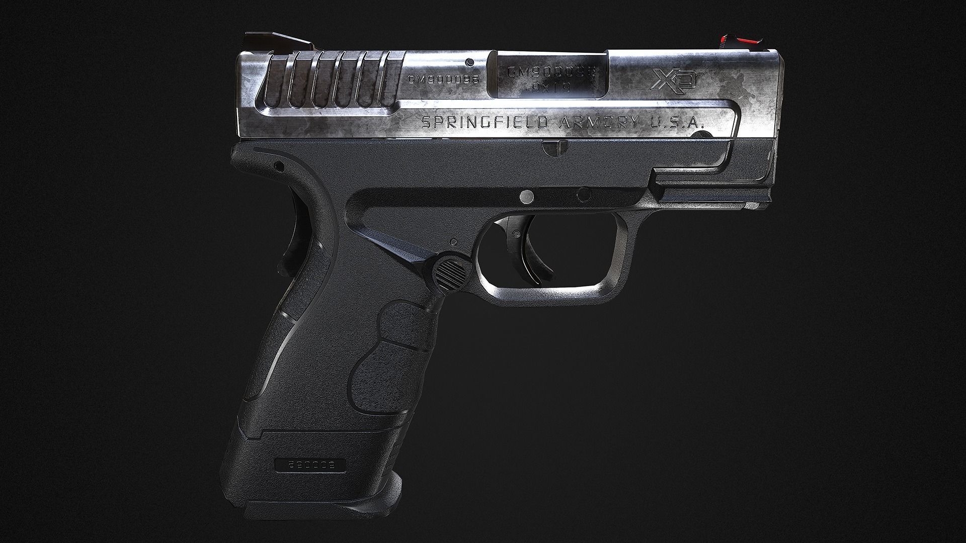 3D model Sub-Compact 9mm Handgun Game ready low-poly VR / AR / low-poly ...