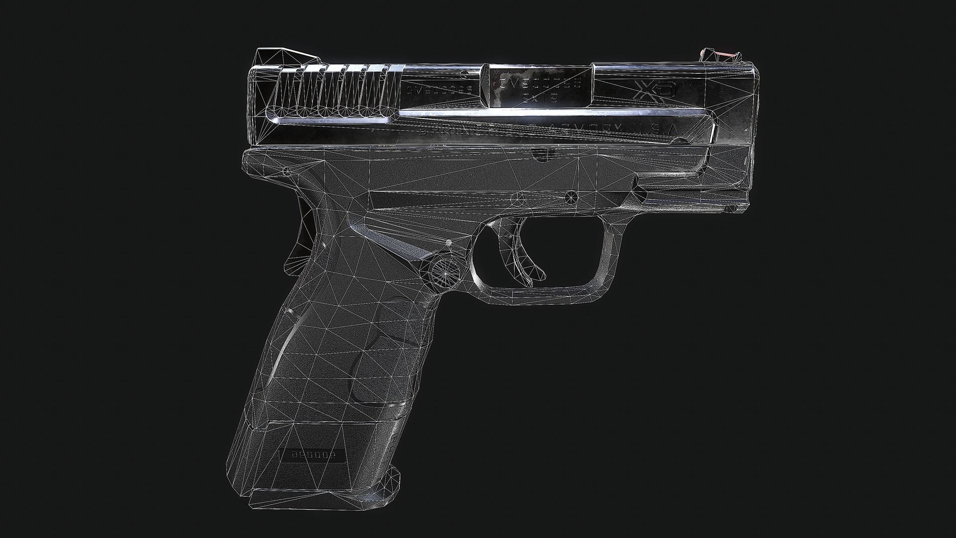 3D model Sub-Compact 9mm Handgun Game ready low-poly VR / AR / low-poly ...