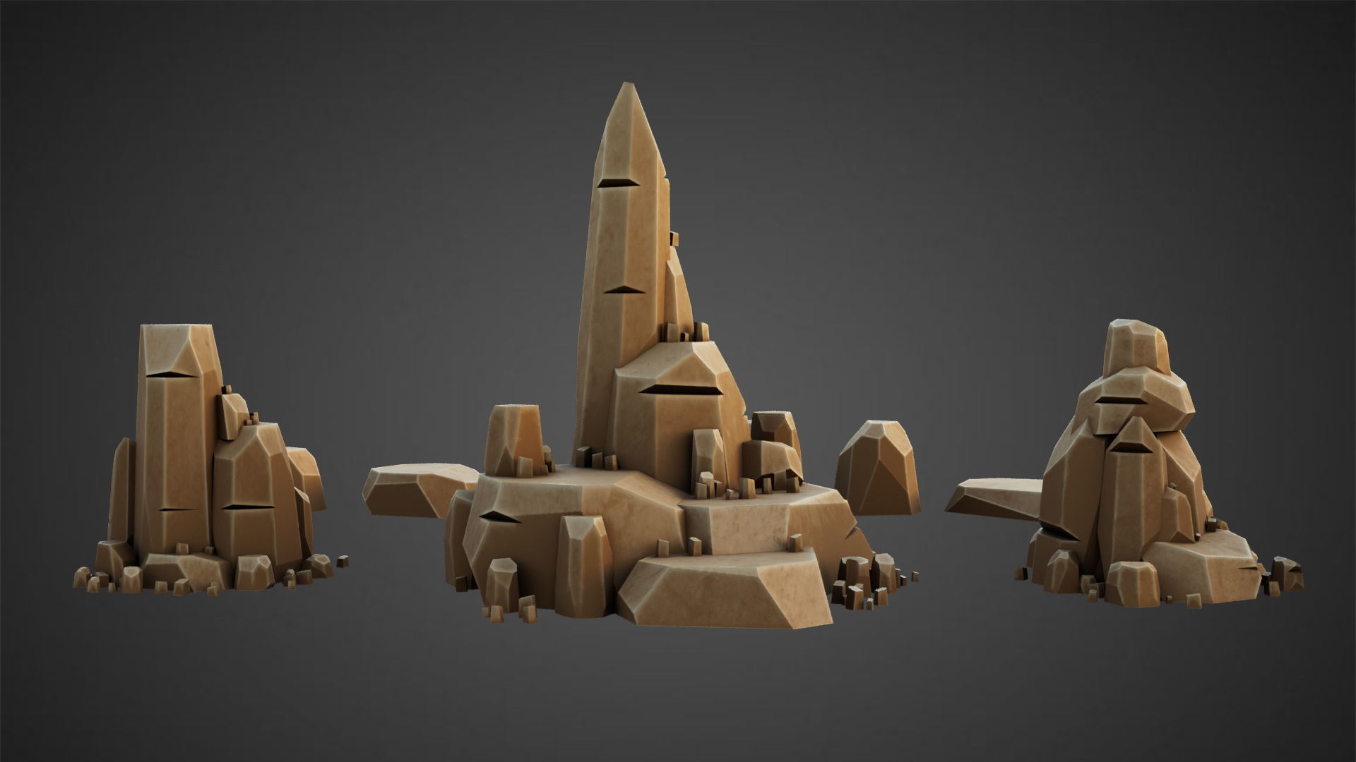 3D model Low Poly Rocks Hills Trees VR / AR / low-poly | CGTrader