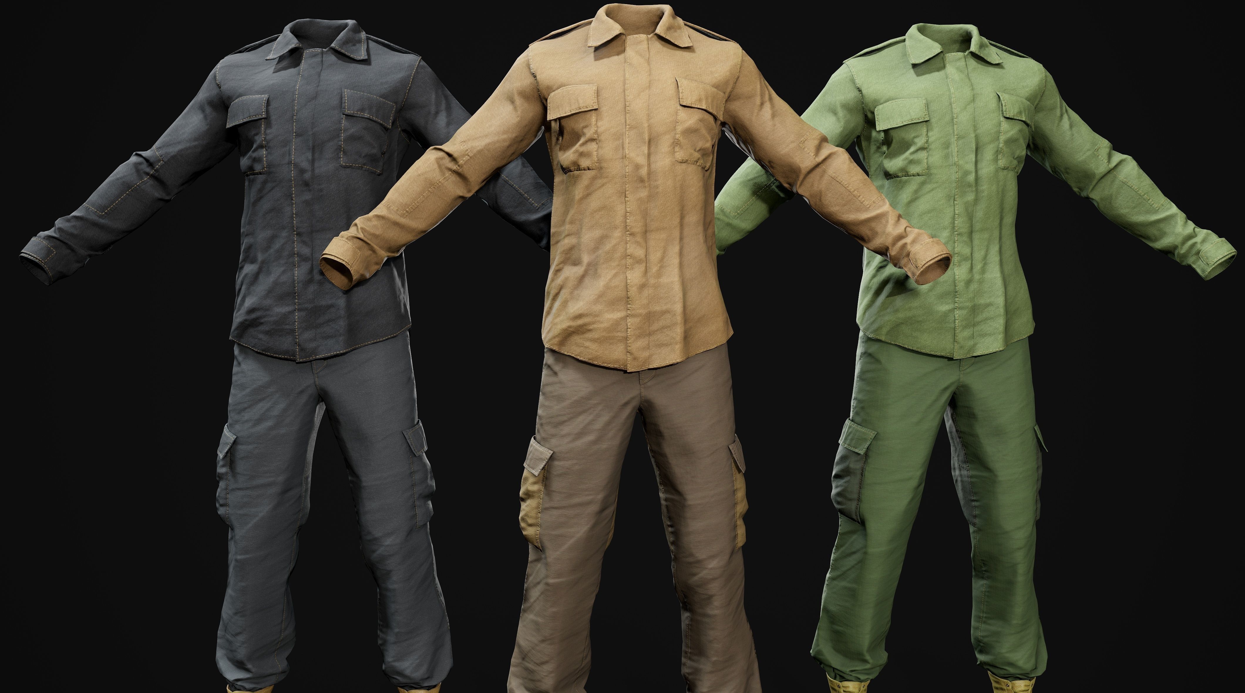 3D model Character Clothes Vol 01 realtime unreal VR / AR / low-poly ...