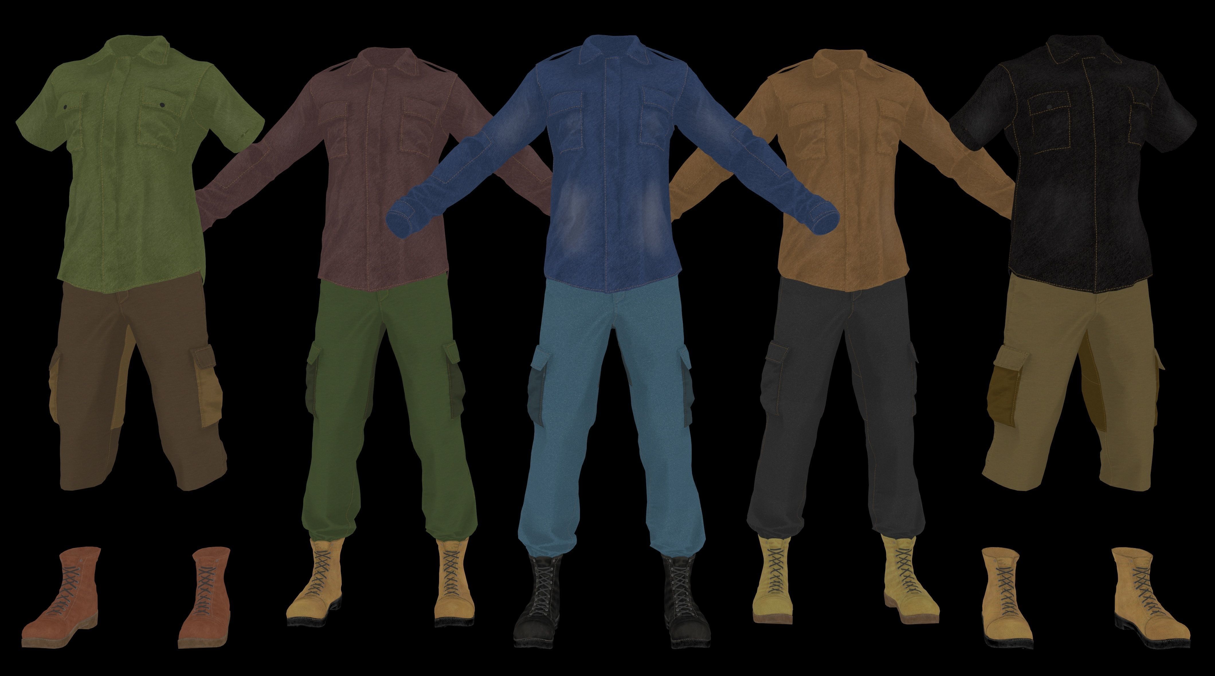 3D model Character Clothes Vol 01 realtime unreal VR / AR / low-poly ...