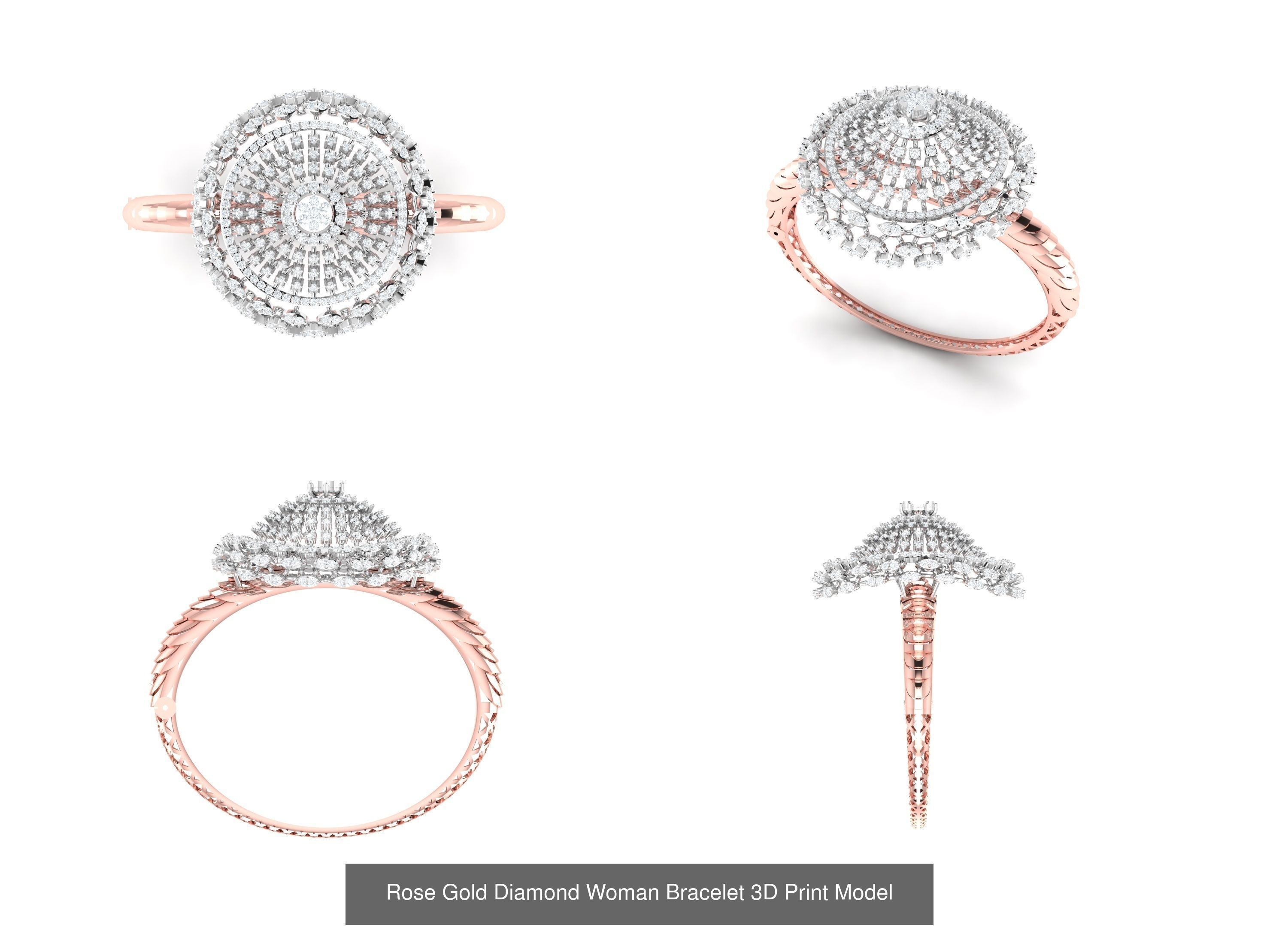 Rose Gold Diamond Woman Bracelets 3D Print Model 3D Model Collection ...