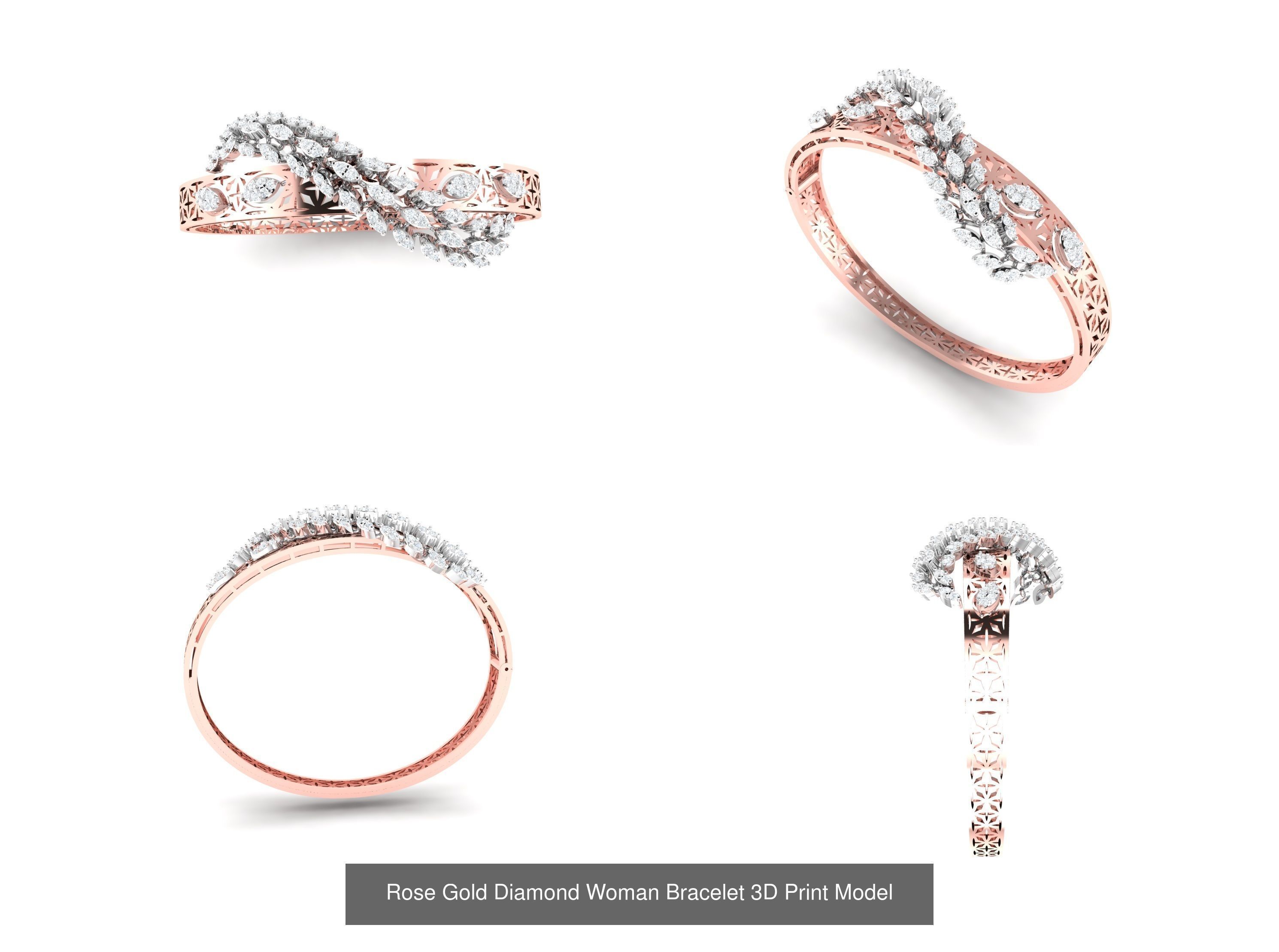 Rose Gold Diamond Woman Bracelets 3D Print Model 3D Model Collection ...