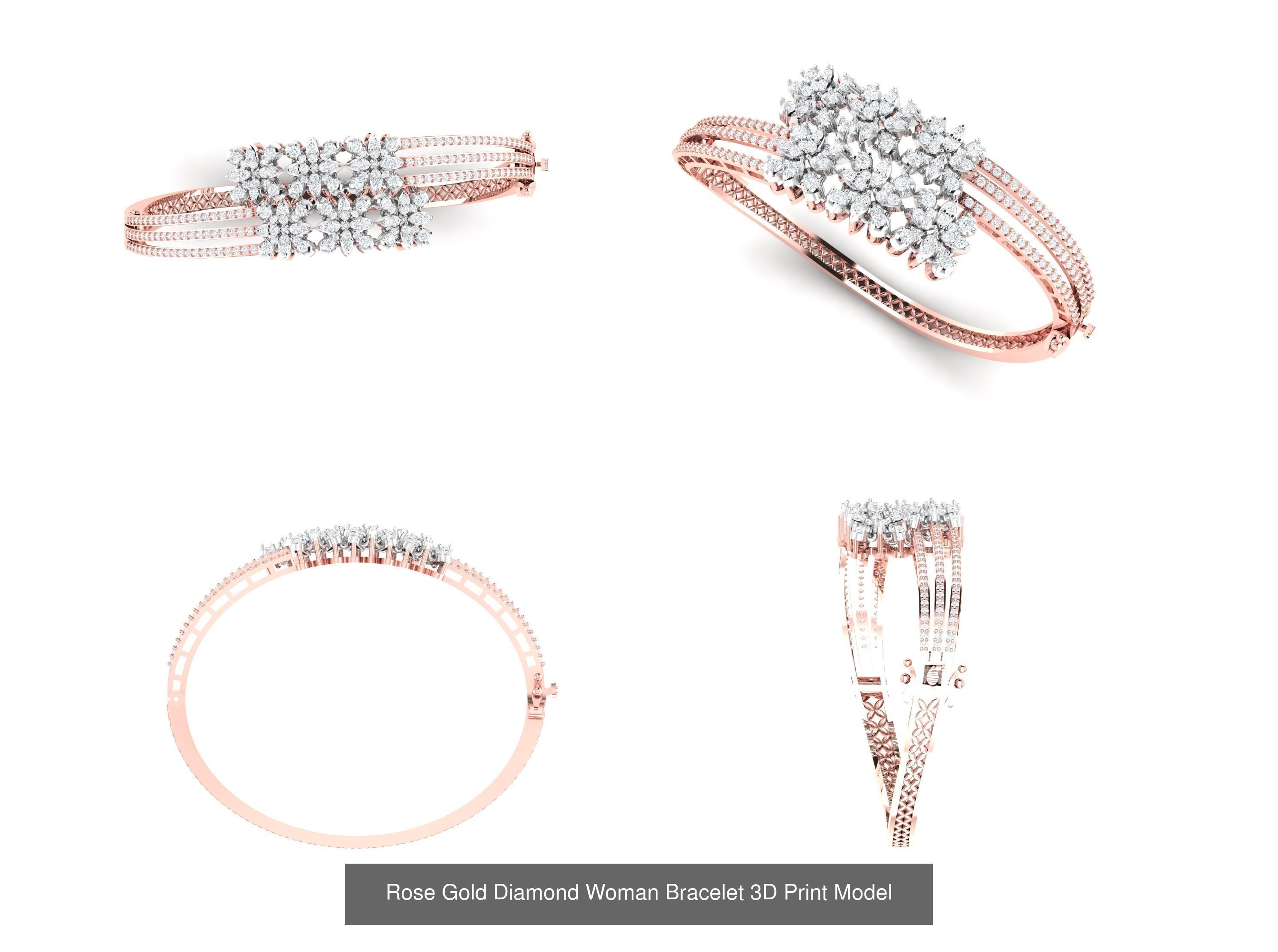 Rose Gold Diamond Woman Bracelets 3D Print Model 3D Model Collection ...
