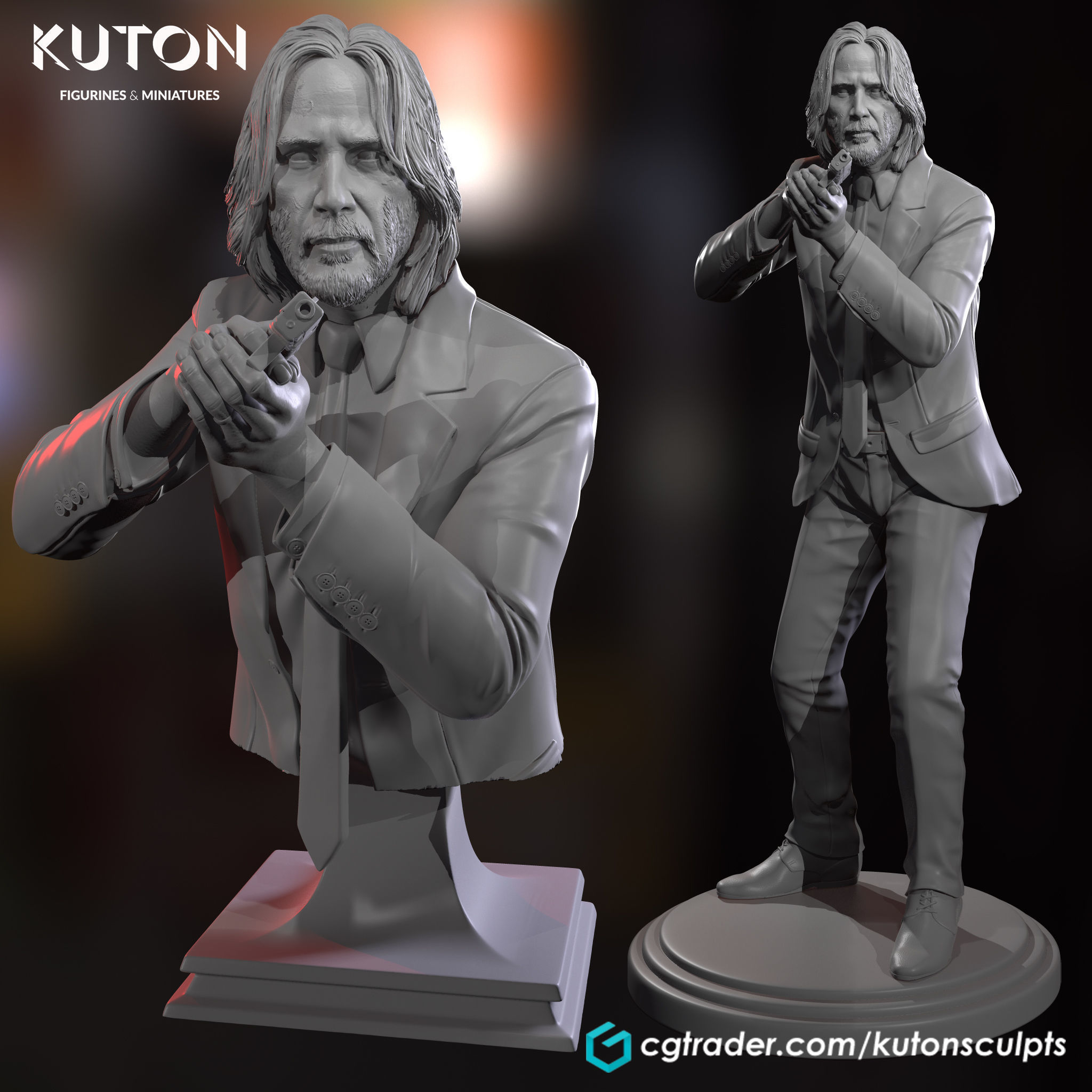 John Wick 3D model 3D printable | CGTrader