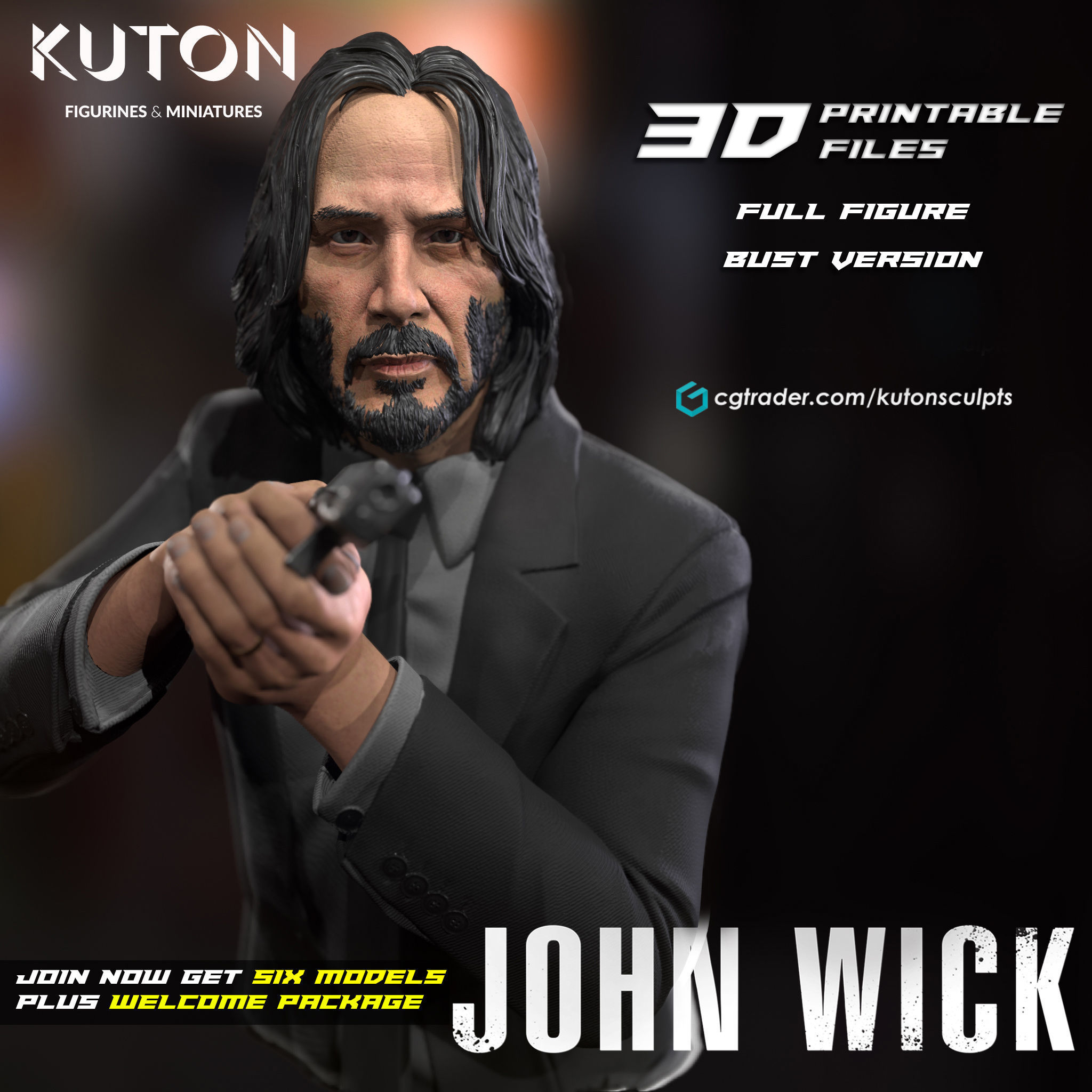 John Wick 3D model 3D printable | CGTrader