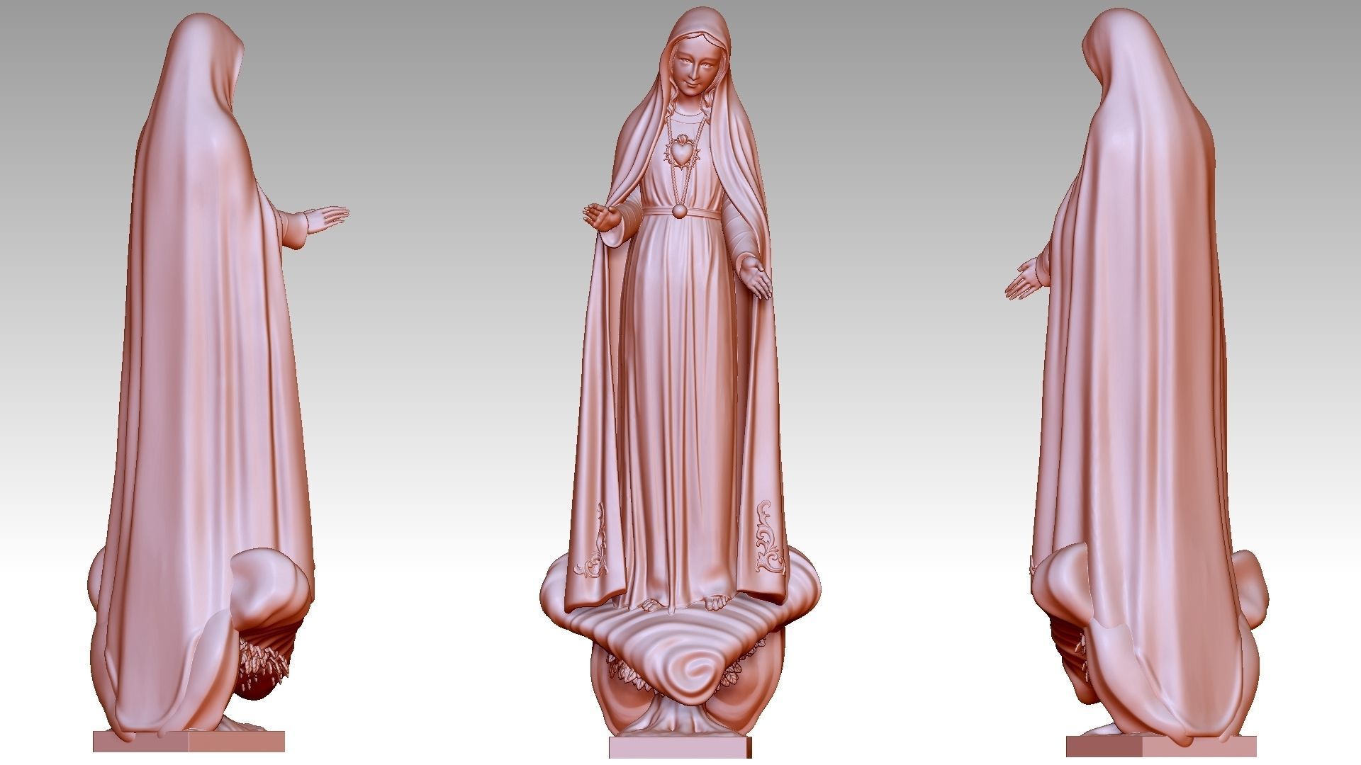 Our Lady of Fatima with holy heart - Virgin Mary 3D model 3D printable ...