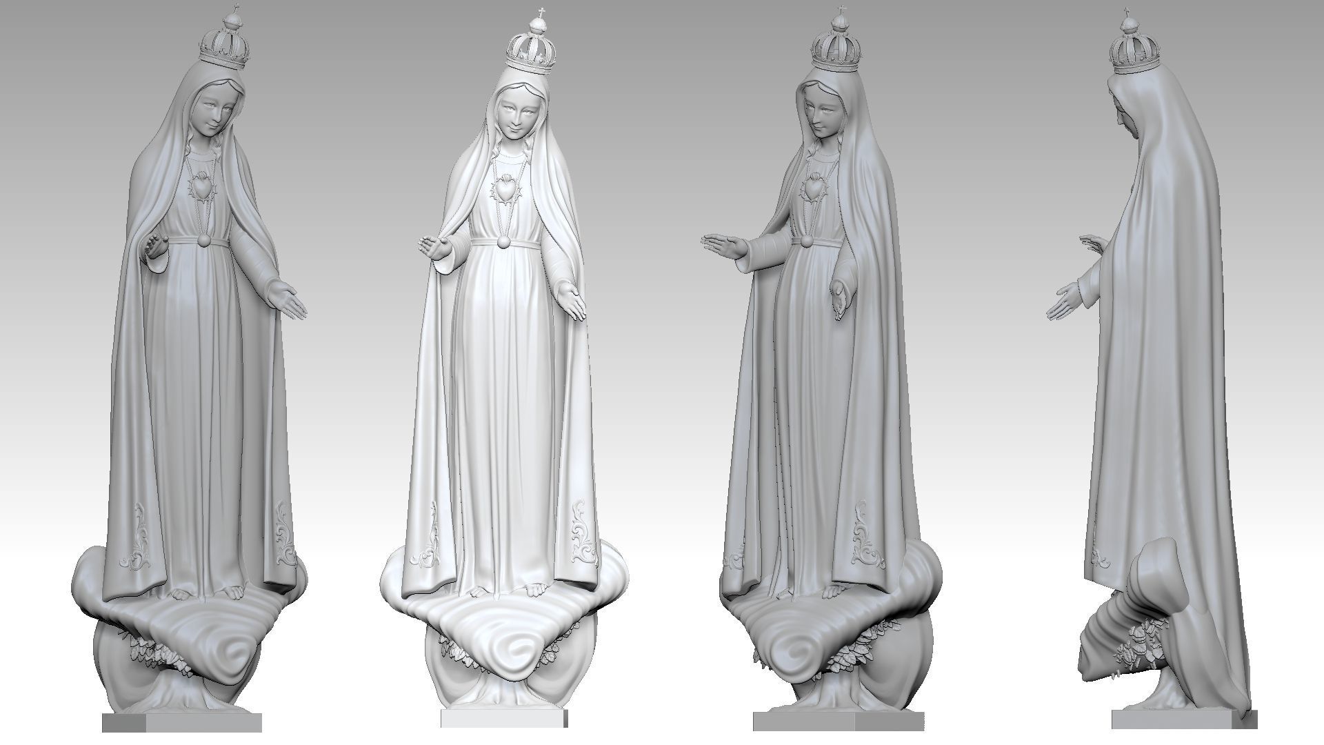 Our Lady of Fatima with holy heart - Virgin Mary 3D model 3D printable ...