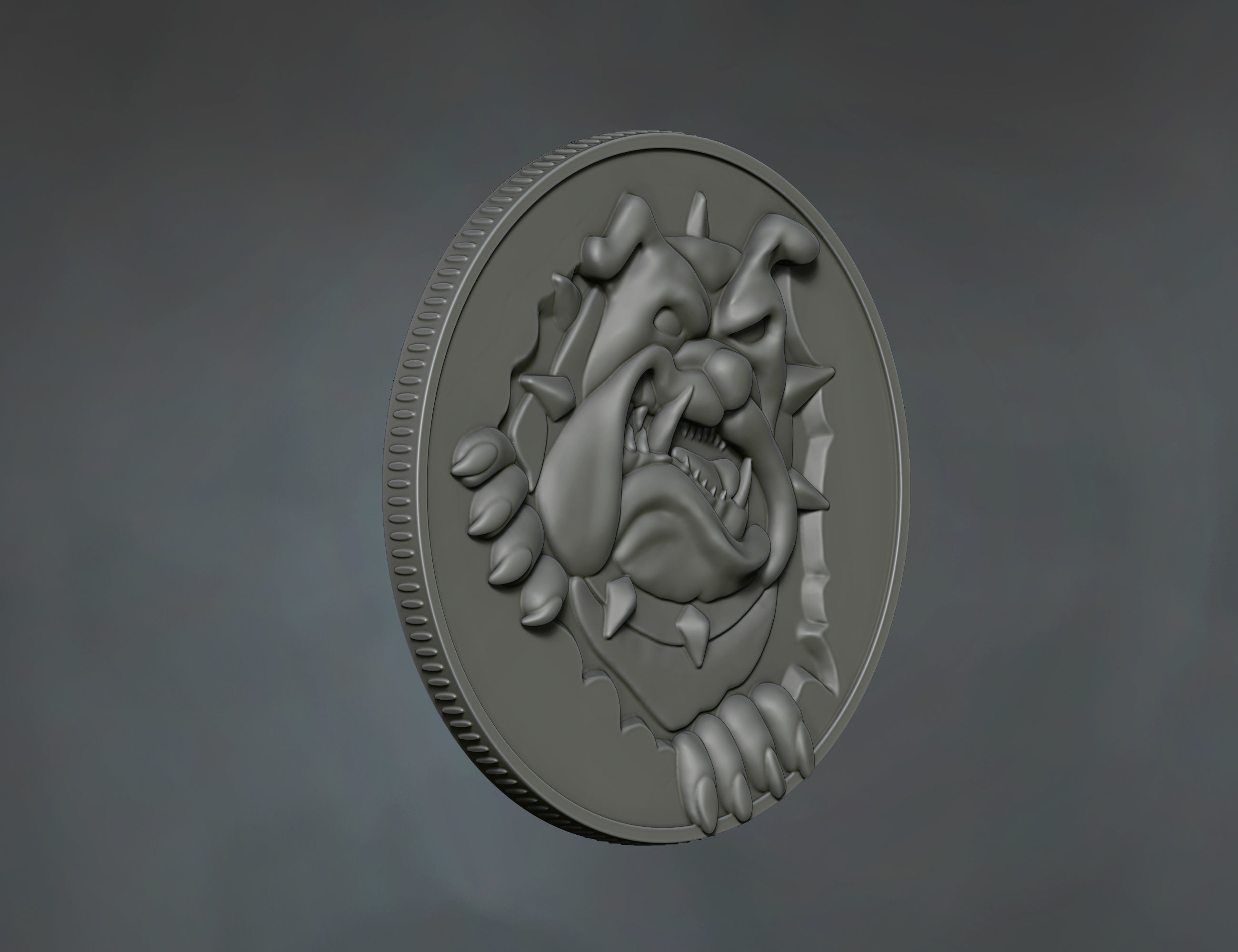 scary bull dog 3D coin 3D model 3D printable | CGTrader
