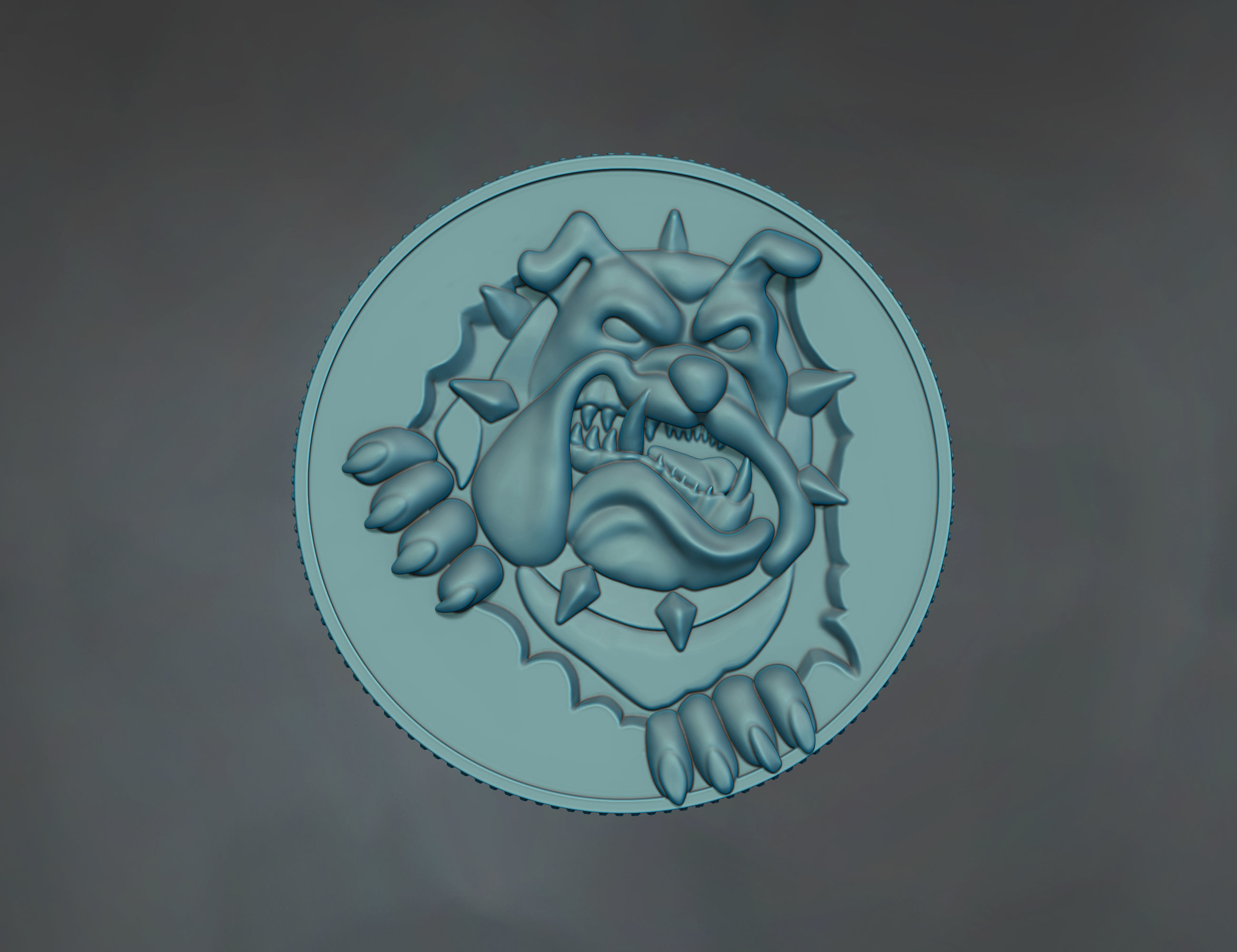 scary bull dog 3D coin 3D model 3D printable | CGTrader