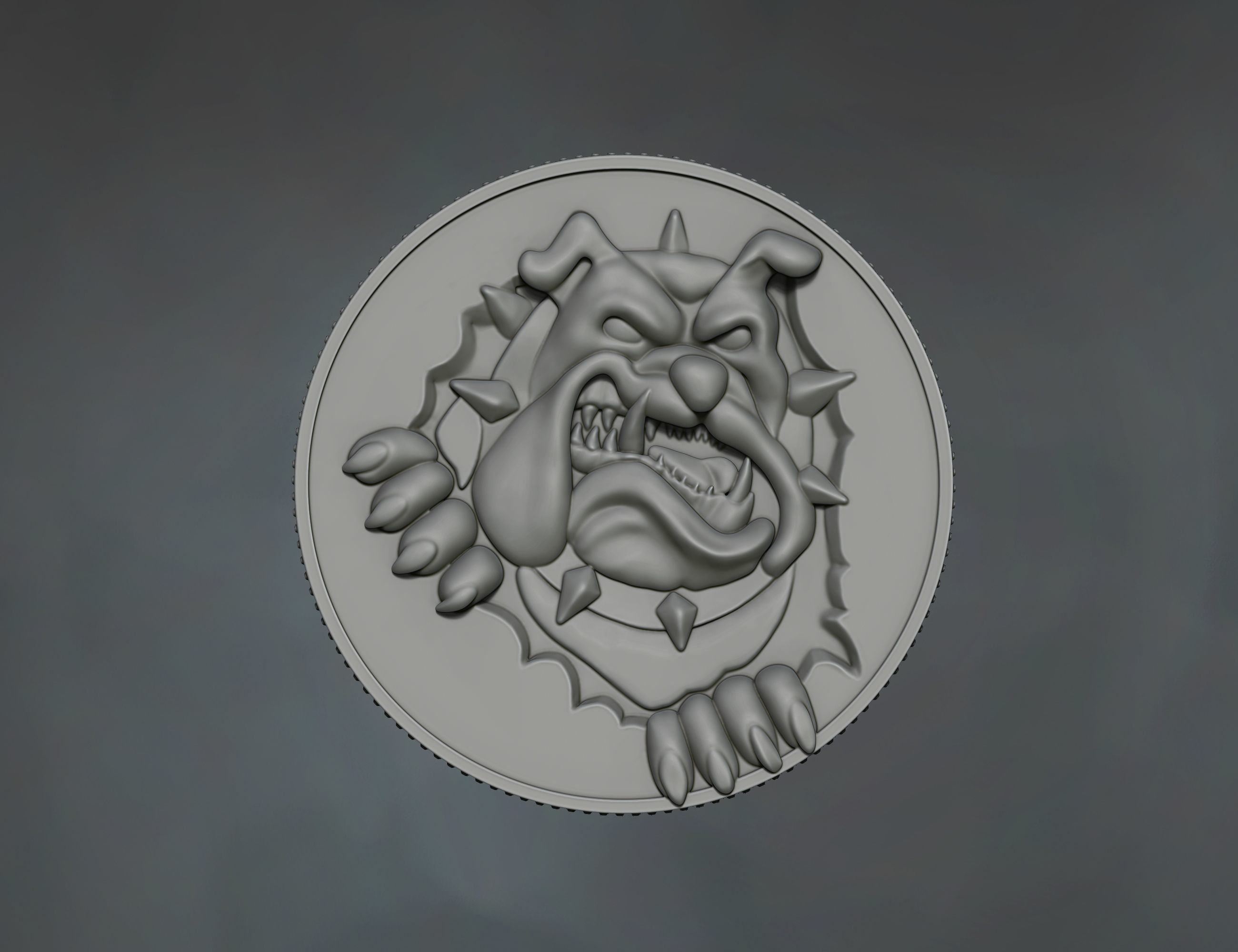 scary bull dog 3D coin 3D model 3D printable | CGTrader