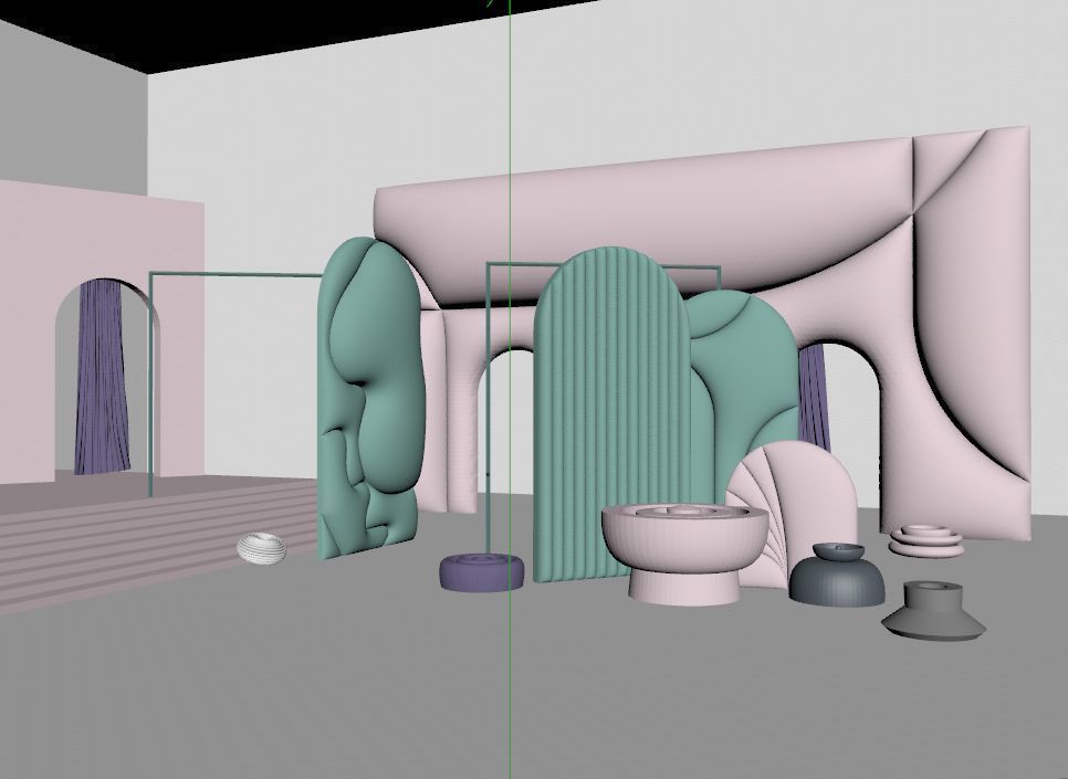 Decorative mint arched panels in candy style scene 3D model | CGTrader