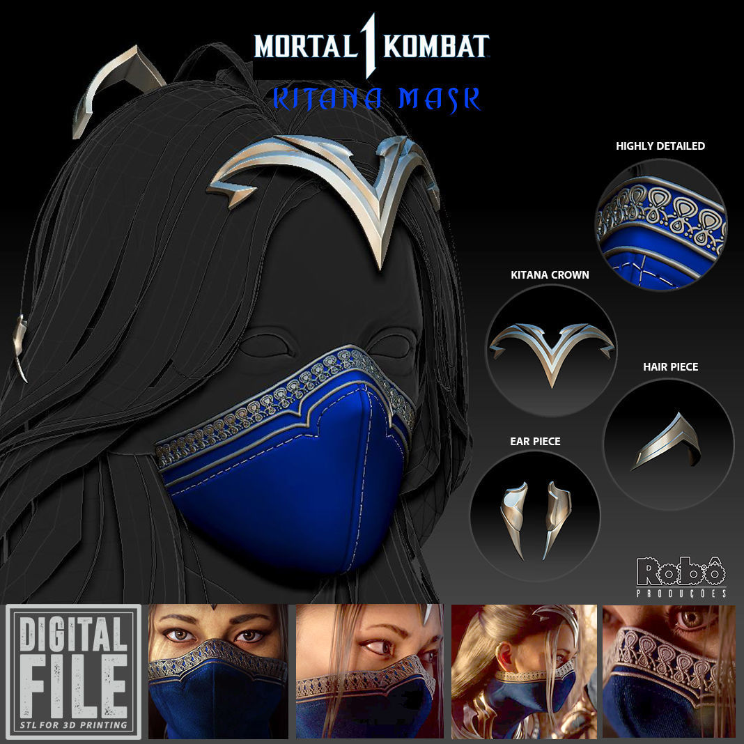 MORTAL KOMBAT 1 KITANA MASK CROWN COSPLAY 2023 3D model 3D printable ...