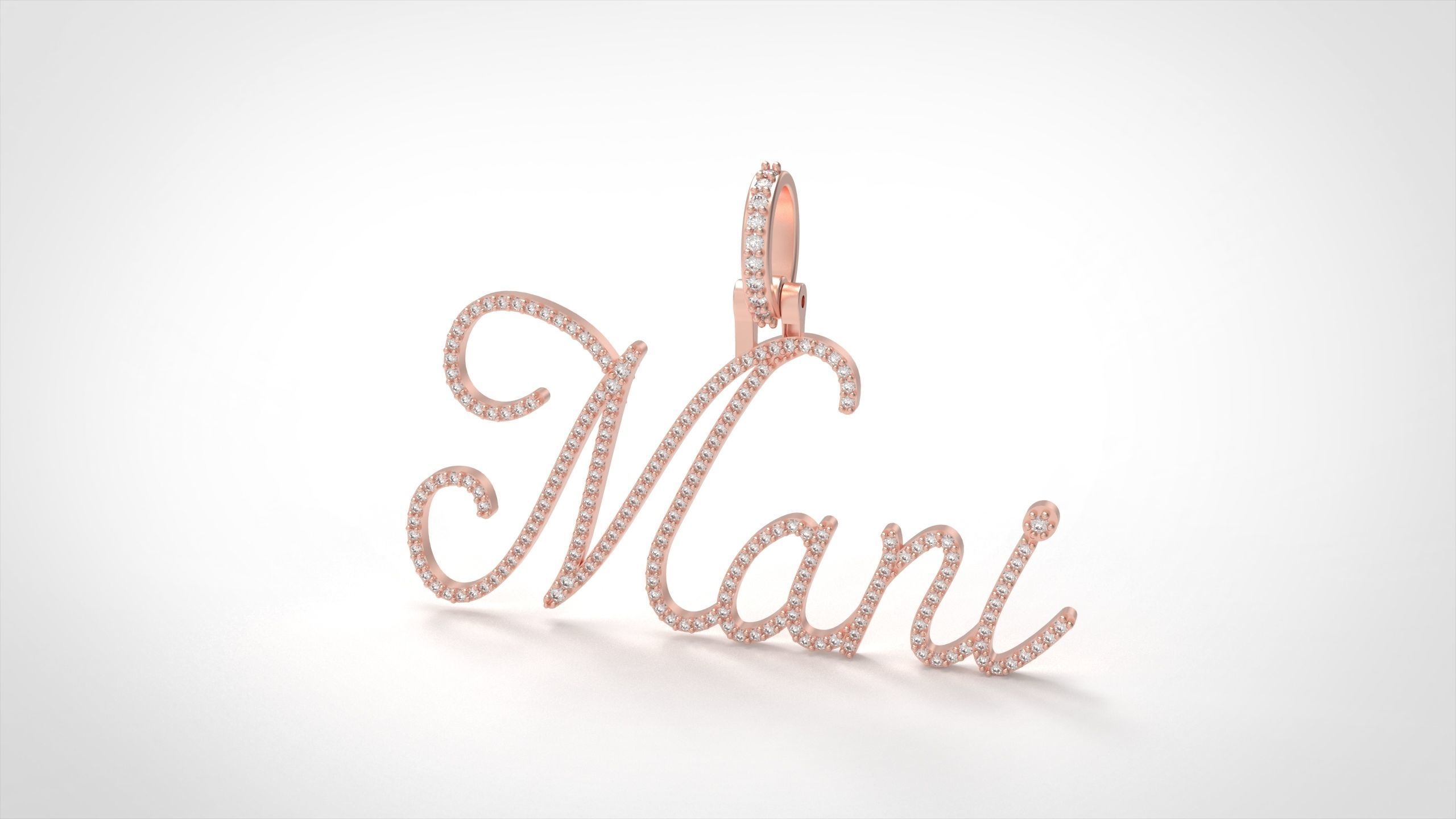 Model 1081 Mani Name Plate Diamond Pendant 3D model 3D printable | CGTrader